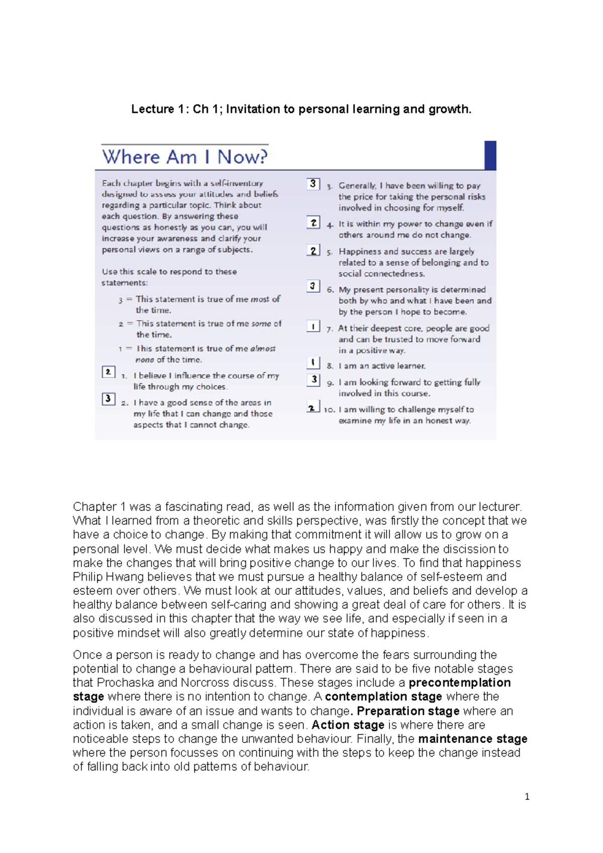 Journal Example - Lecture 1: Ch 1; Invitation to personal learning and ...