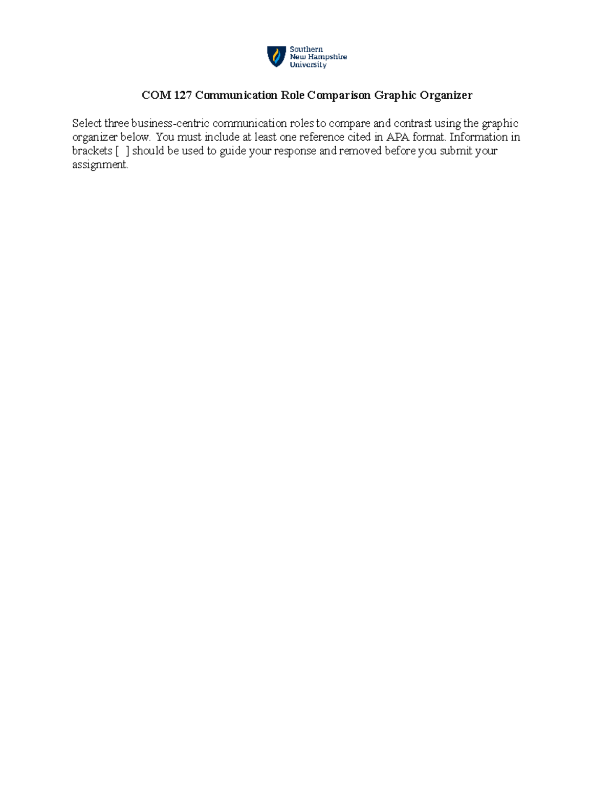 Communication Role Comparison Graphic Organizer Template - COM 127 ...