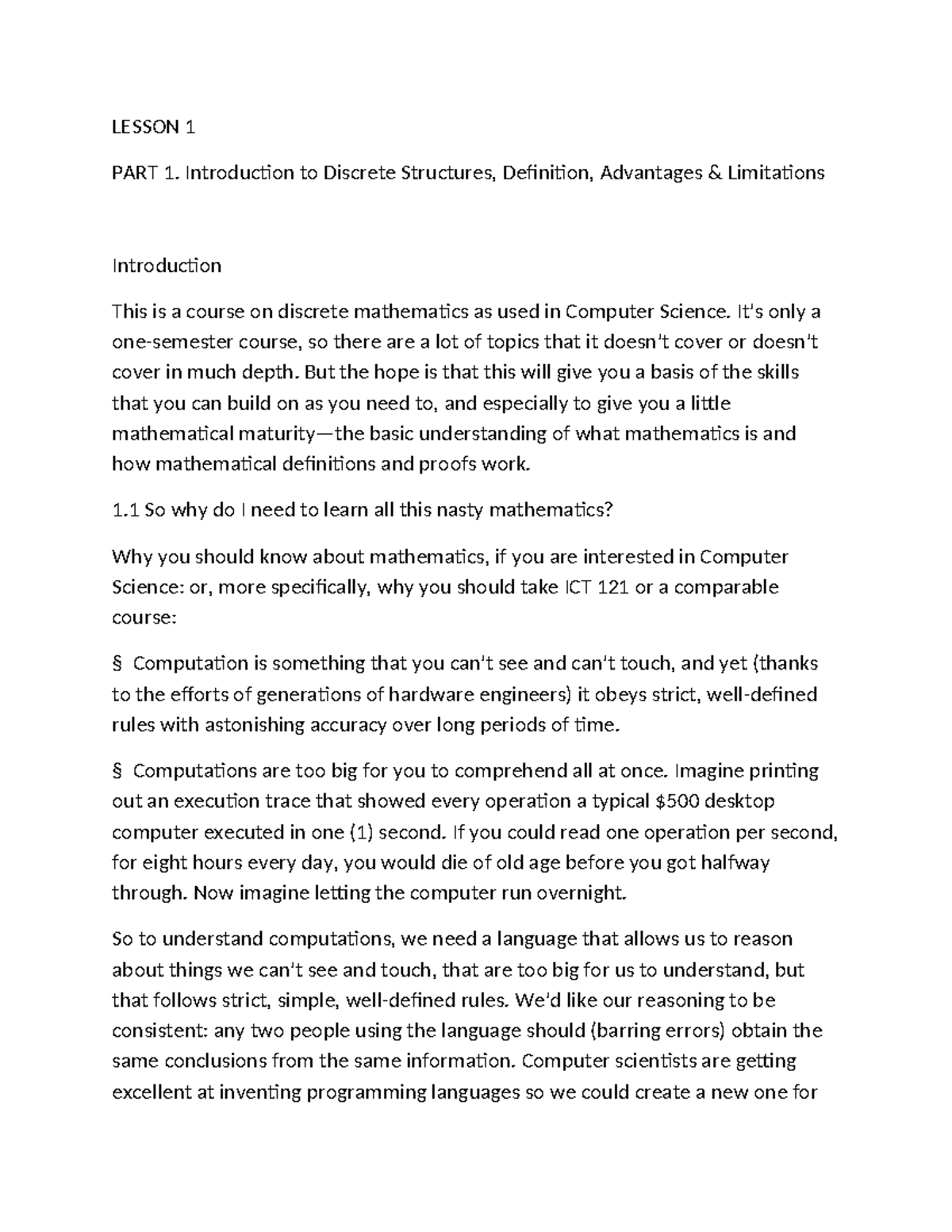 Lesson 1-WPS Office - LESSON 1 PART 1. Introduction to Discrete ...