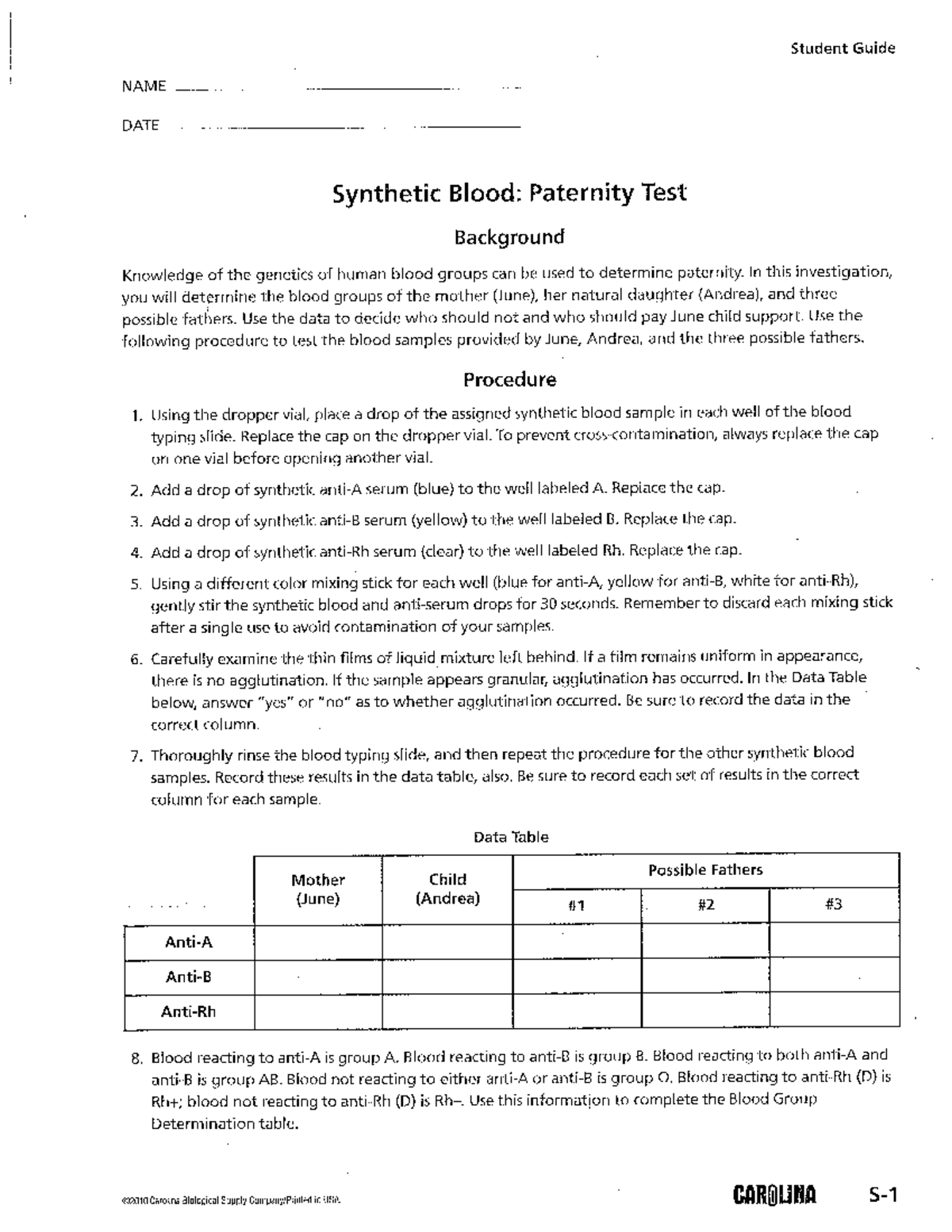 Blood Typing Lab - jnj - human anatomy - Studocu