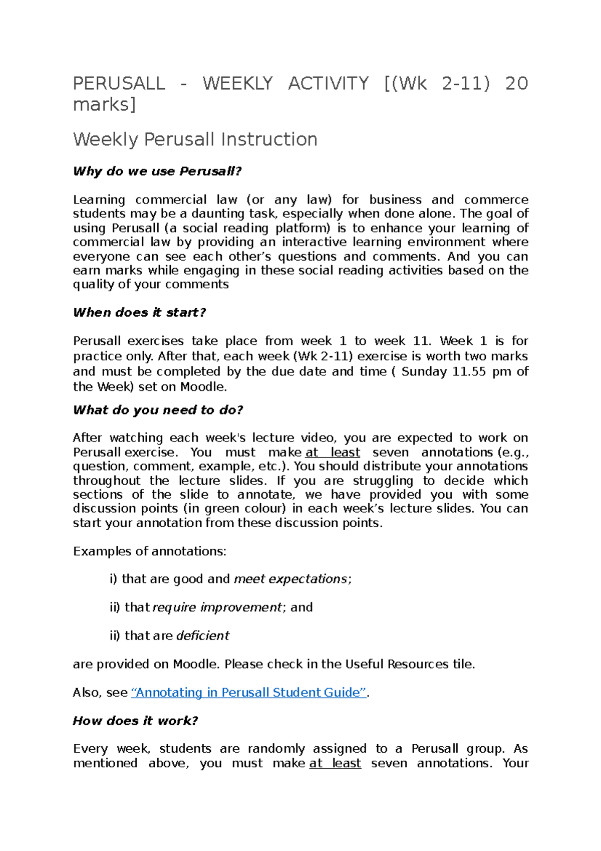 1 Perusall Instructions for economics. Very good - PERUSALL - WEEKLY ...
