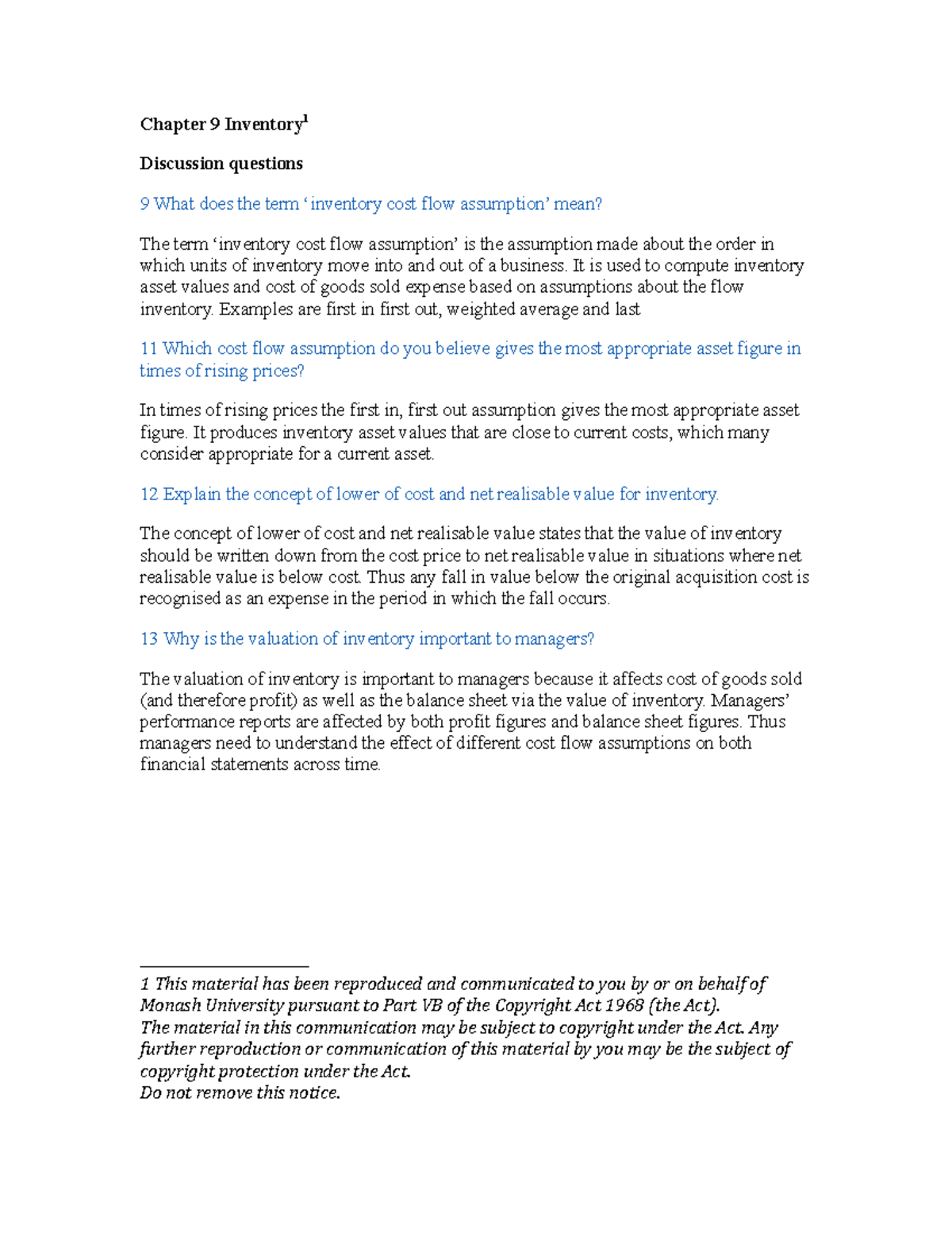 Topic 9 - Inventory Cost-Flow Methods - Chapter 9 Inventory 1 ...