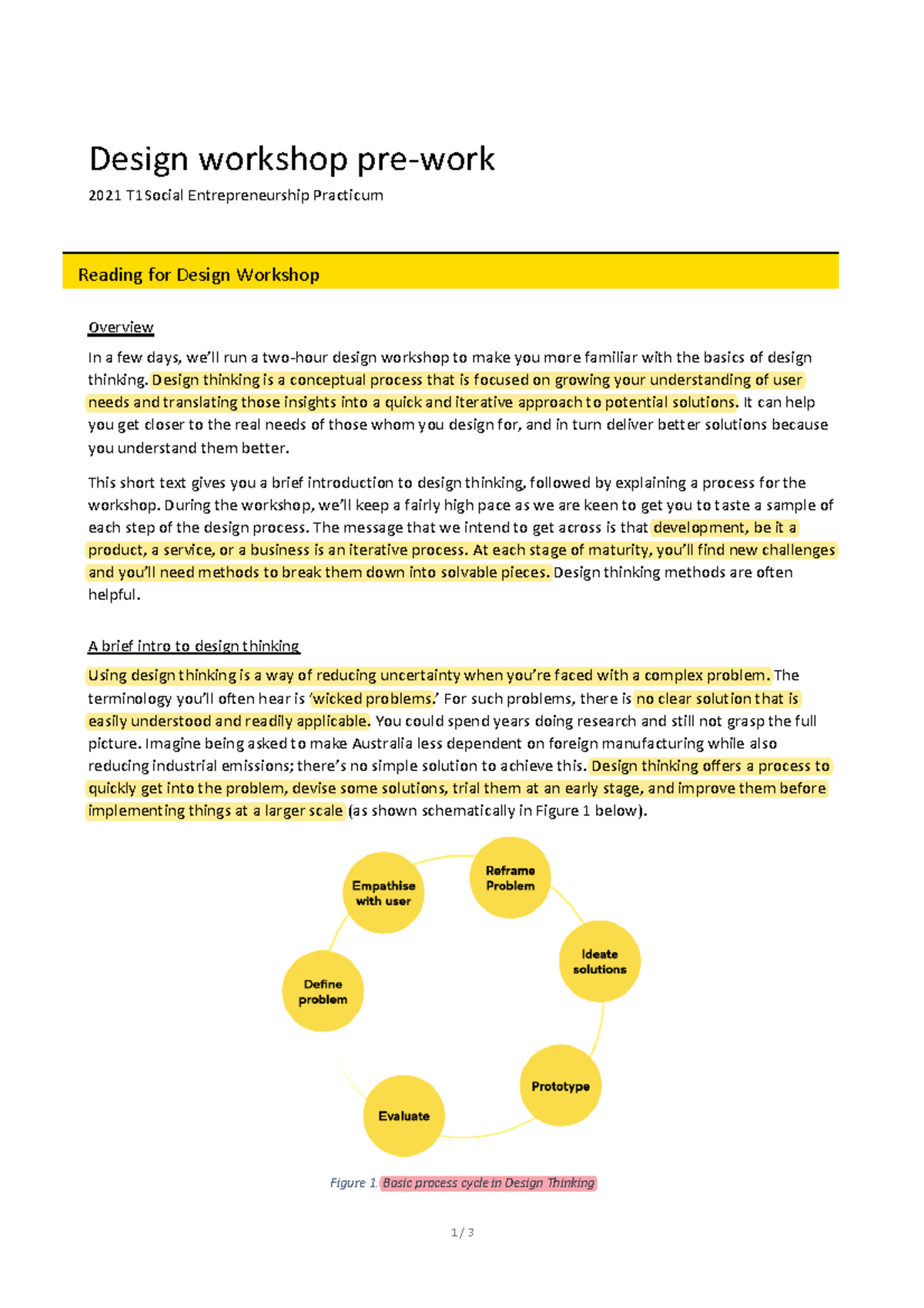 Design Thinking Prework - 1 / 3 Design workshop pre-work 2021 T1 Social ...