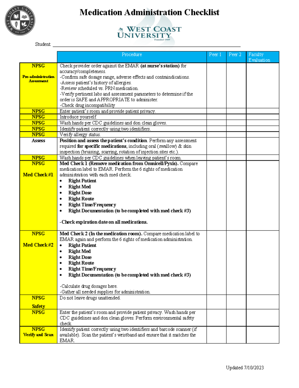 notes and practice review - Medication Administration Checklist Updated ...