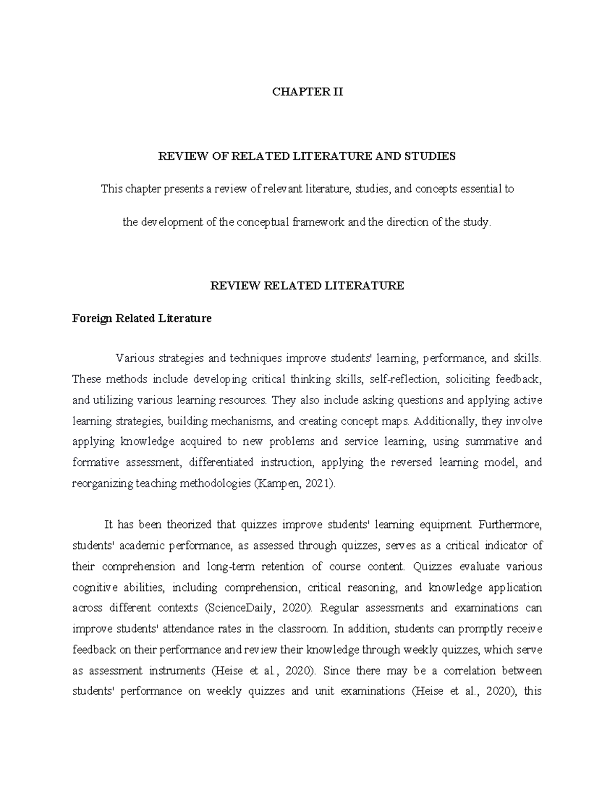 Chapter II - quiz - RESEARCH - CHAPTER II REVIEW OF RELATED LITERATURE ...