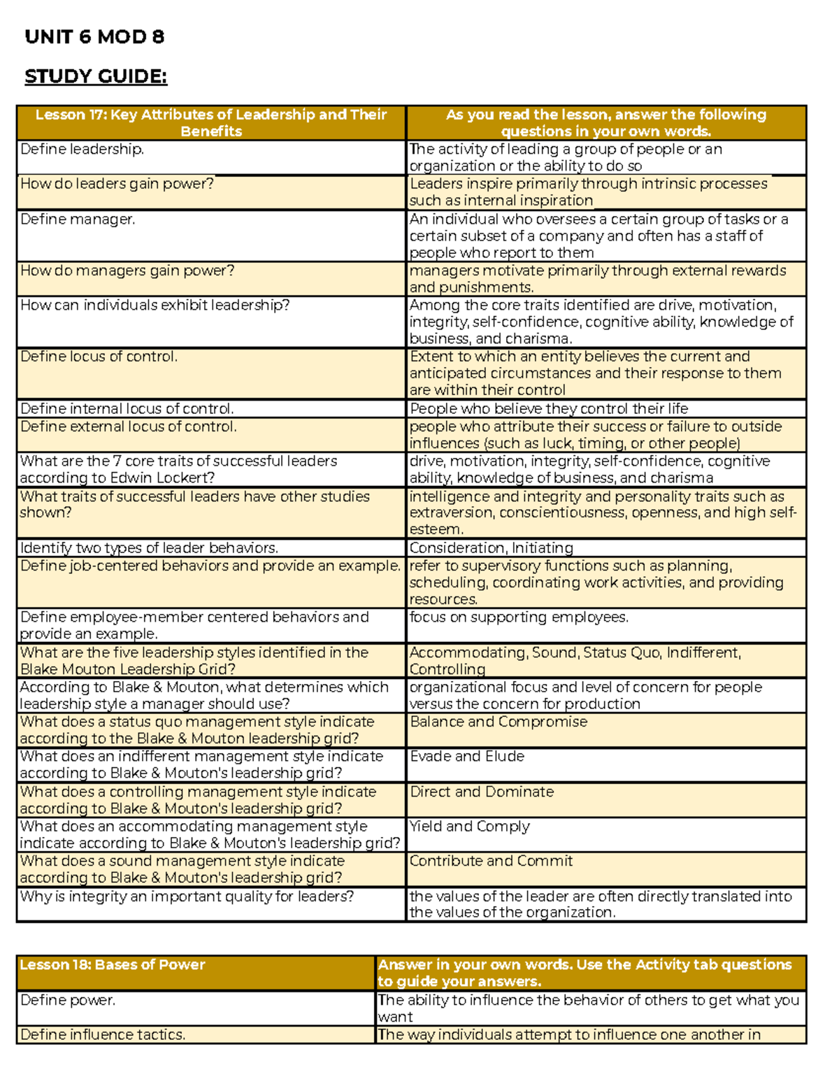 Notes UNIT 6 MOD 8 - d072 - UNIT 6 MOD 8 STUDY GUIDE: Lesson 17: Key ...