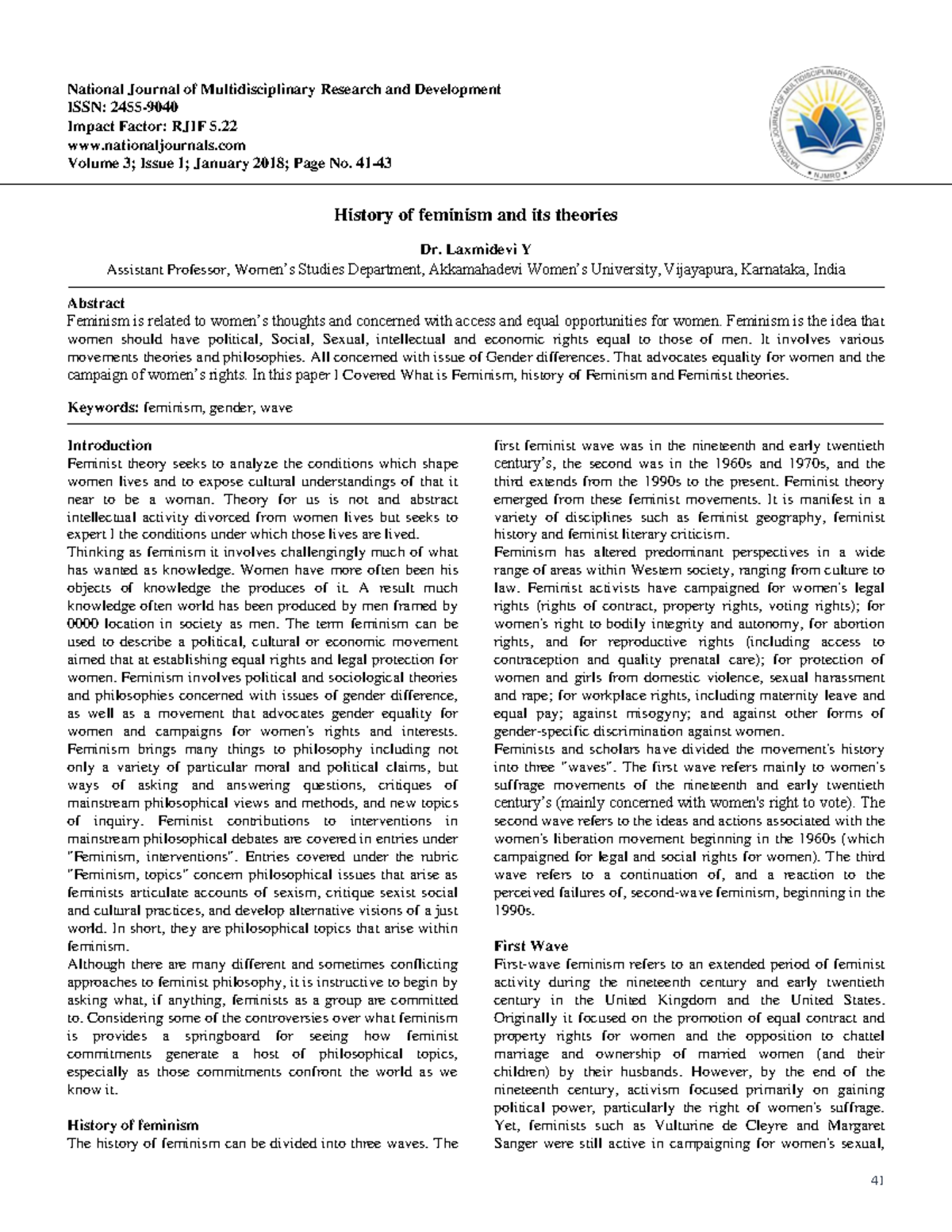 FEM Basics - On feminism - 41 National Journal of Multidisciplinary ...