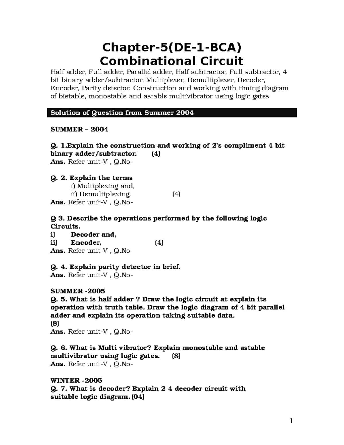 Chapter 5-Combinational Cirucits-(BCA-Nagpur-DE-1)(Updated) - Chapter-5 ...