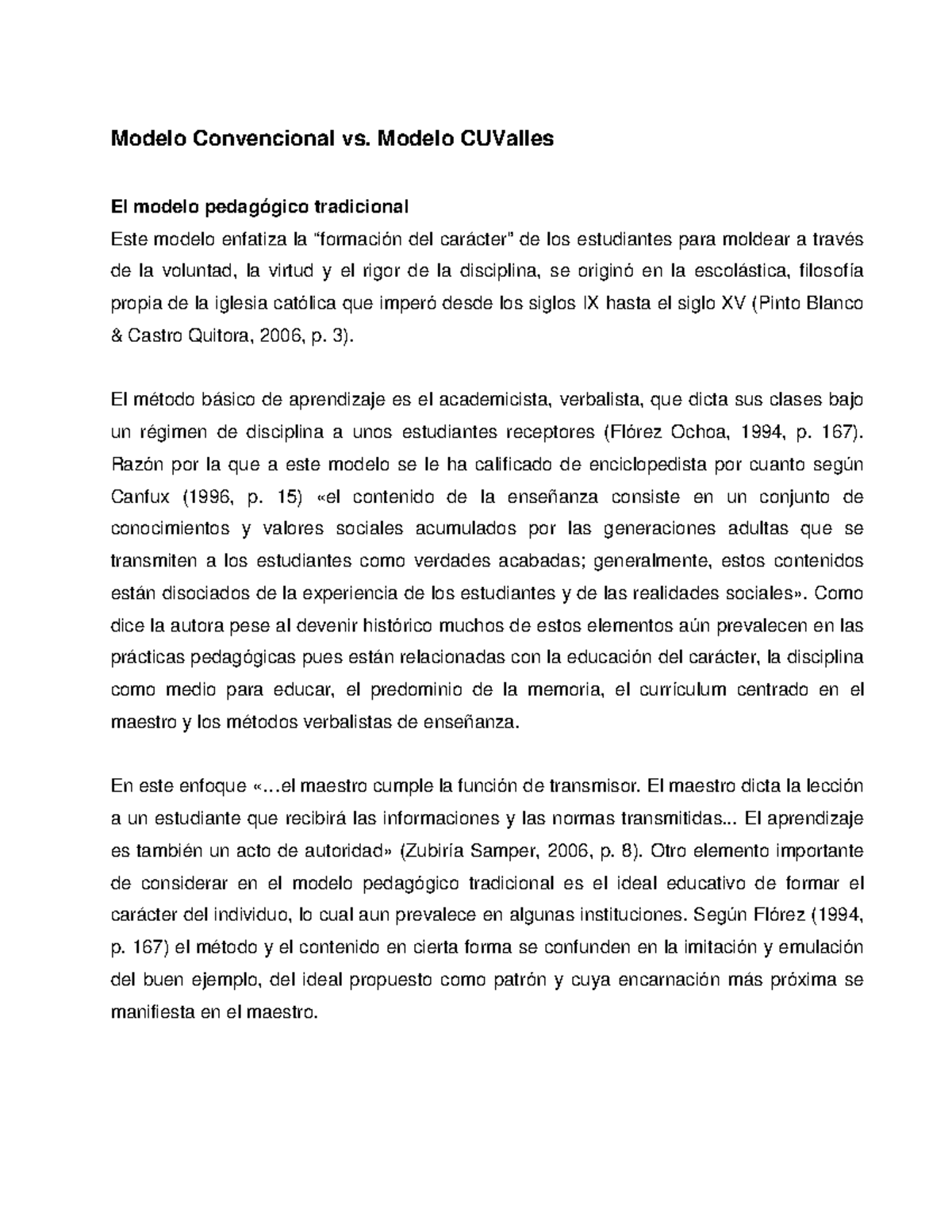 Modelo Convencional vs Modelo CUValles - Modelo Convencional vs. Modelo ...