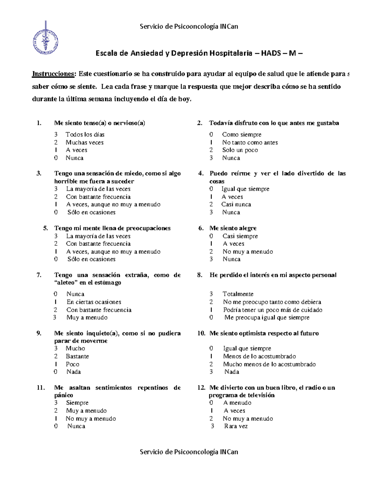 Revisión De Estudios De La Escala De Ansiedad Y Depresión Hospitalaria ...