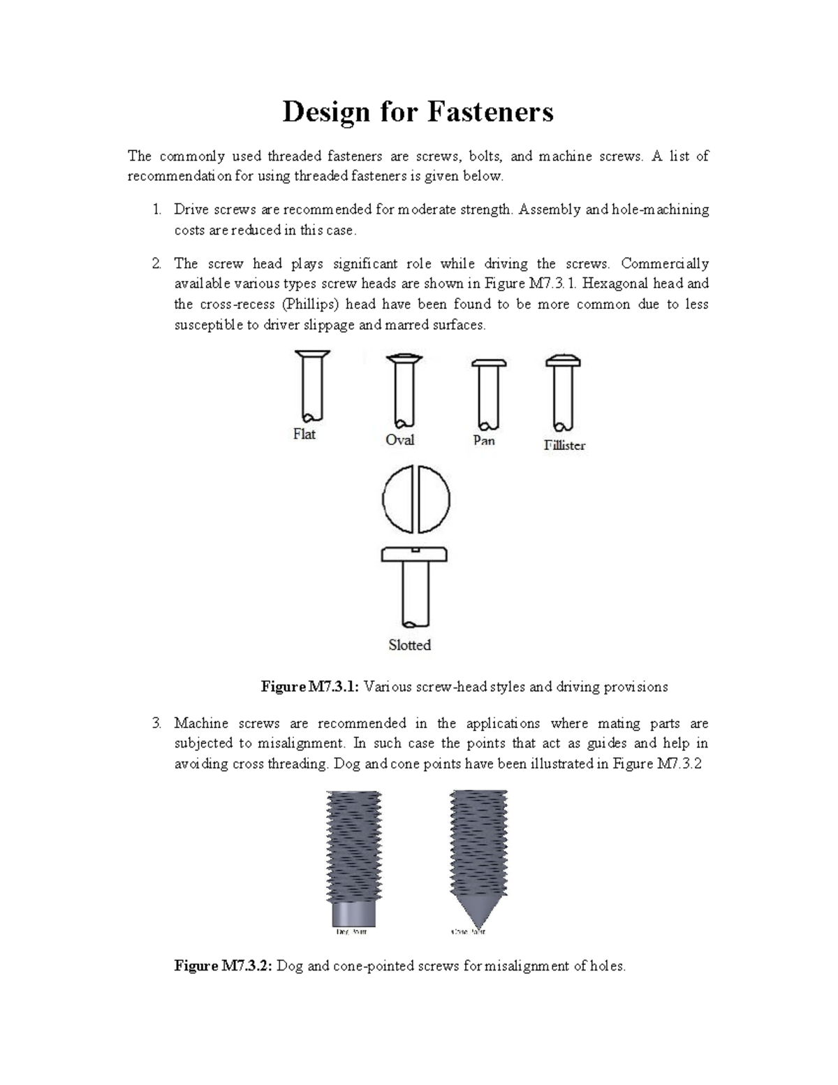 M7L3 - Lecture notes 3 - Design for Fasteners The commonly used ...