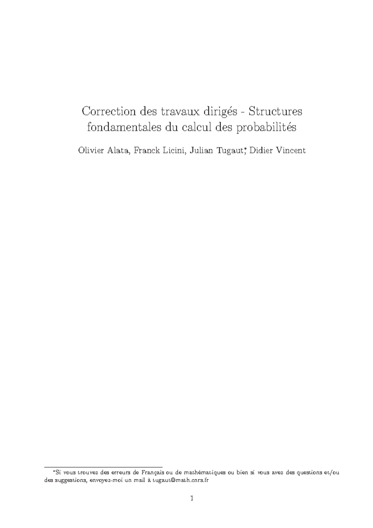 Tdpsfi 1 - stat - Correction des travaux dirig ́es - Structures fondamentales du calcul des ...