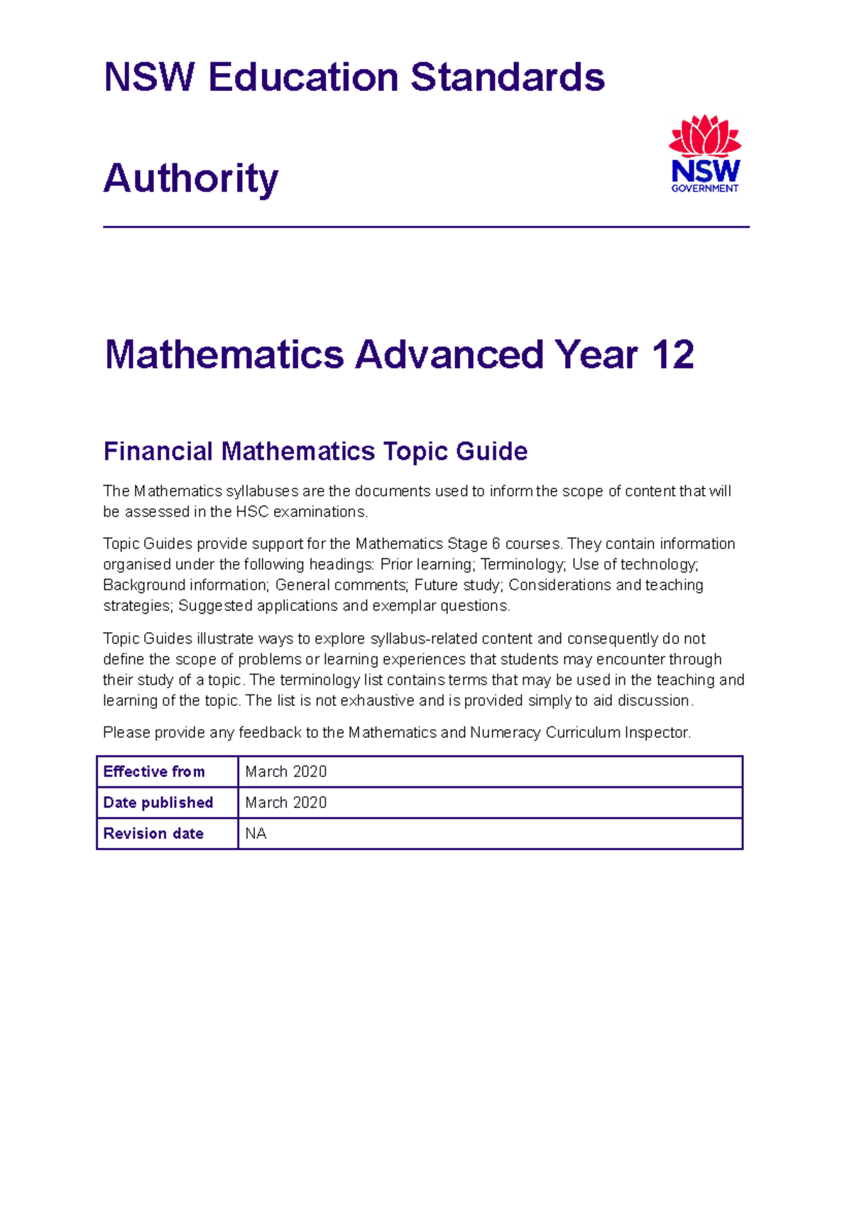 Mathematics advanced year 12 topic guide financial mathematics ...