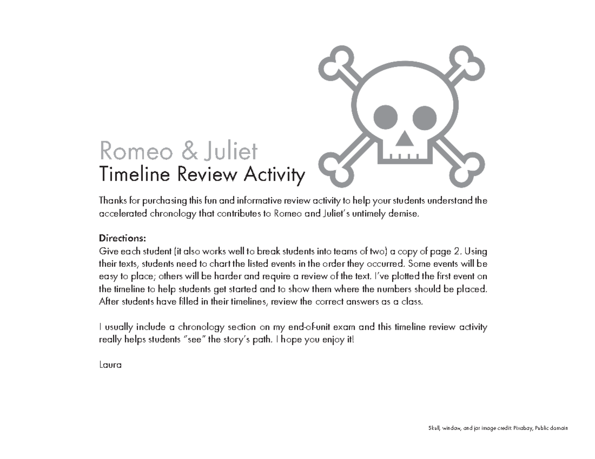 Romeo and Juliet timeline - Thanks for purchasing this fun and ...