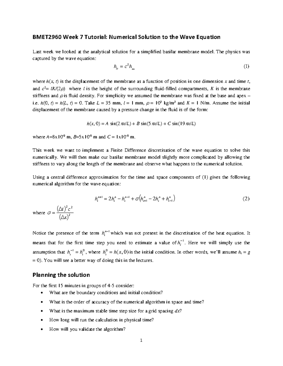 BMET2960 Week7 Tutorial - BMET2960 Week 7 Tutorial: Numerical Solution ...