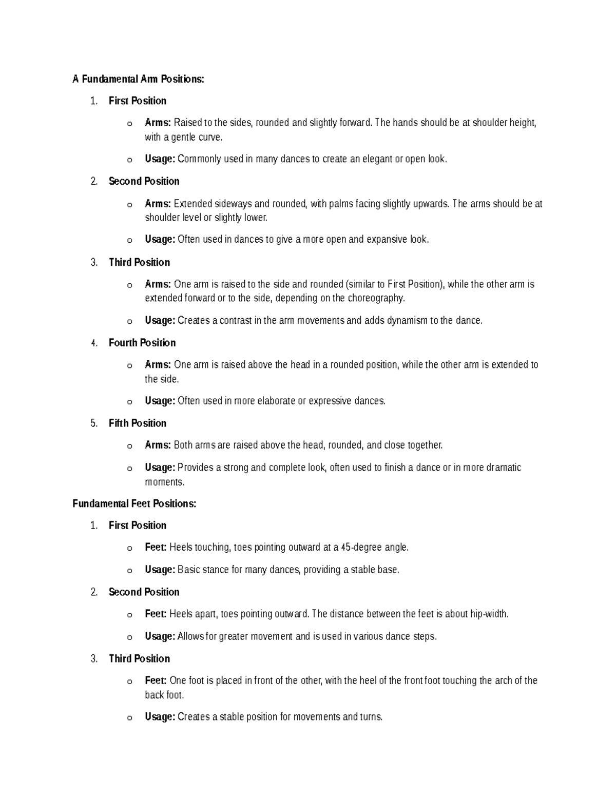 Fundamental-and-origin - A Fundamental Arm Positions: 1. First Position ...