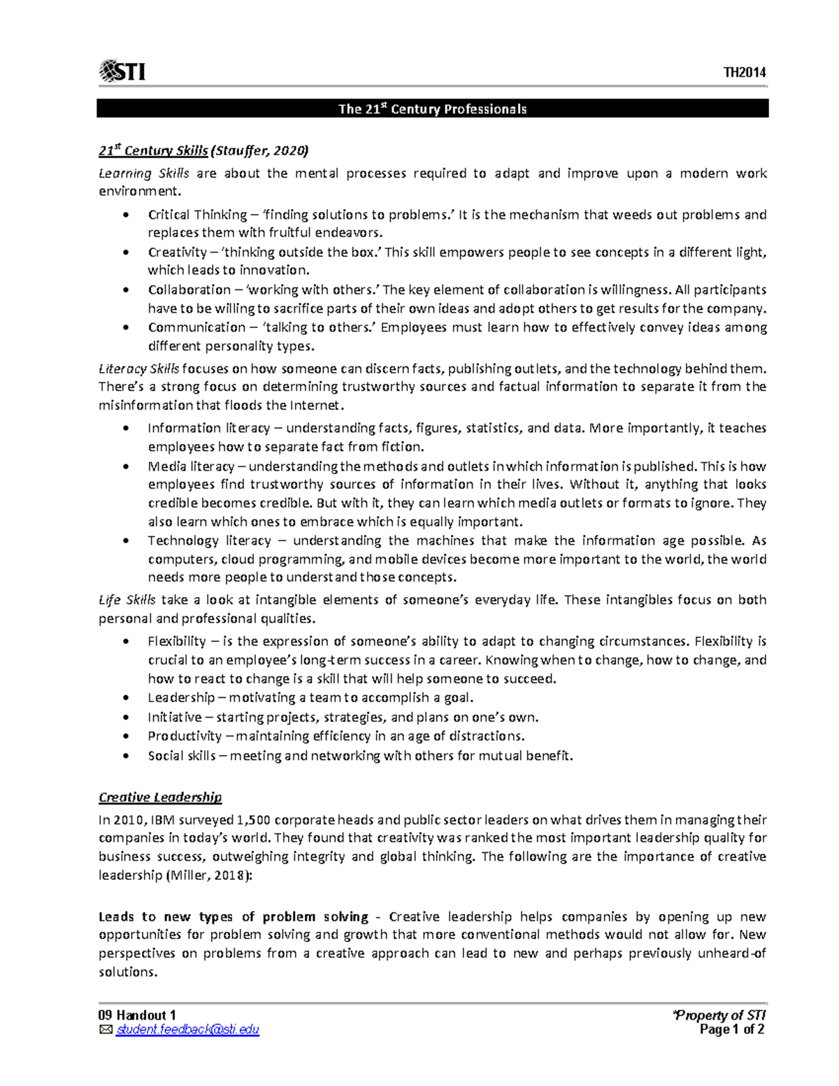 09 Handout 1 - MS. CATHY - TH 09 Handout 1 *Property of STI student@sti ...