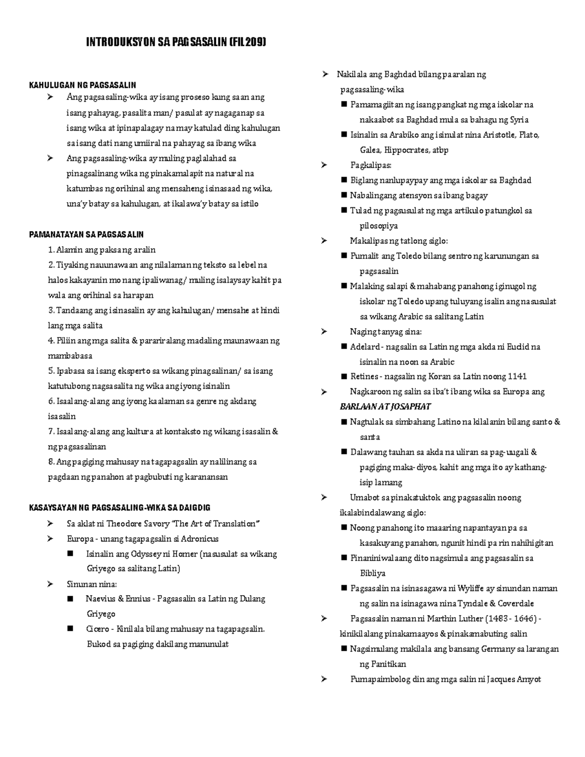 Introduksyon SA Pagsasalin (W1) - KAHULUGAN NG PAGSASALIN Ang ...