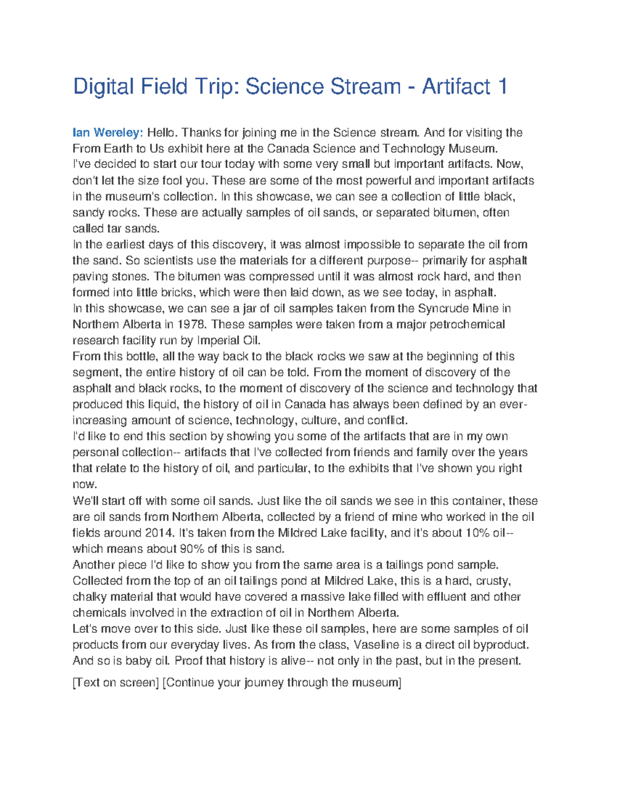 Digital Field Trip Science Stream Artifact 1 - Digital Field Trip ...