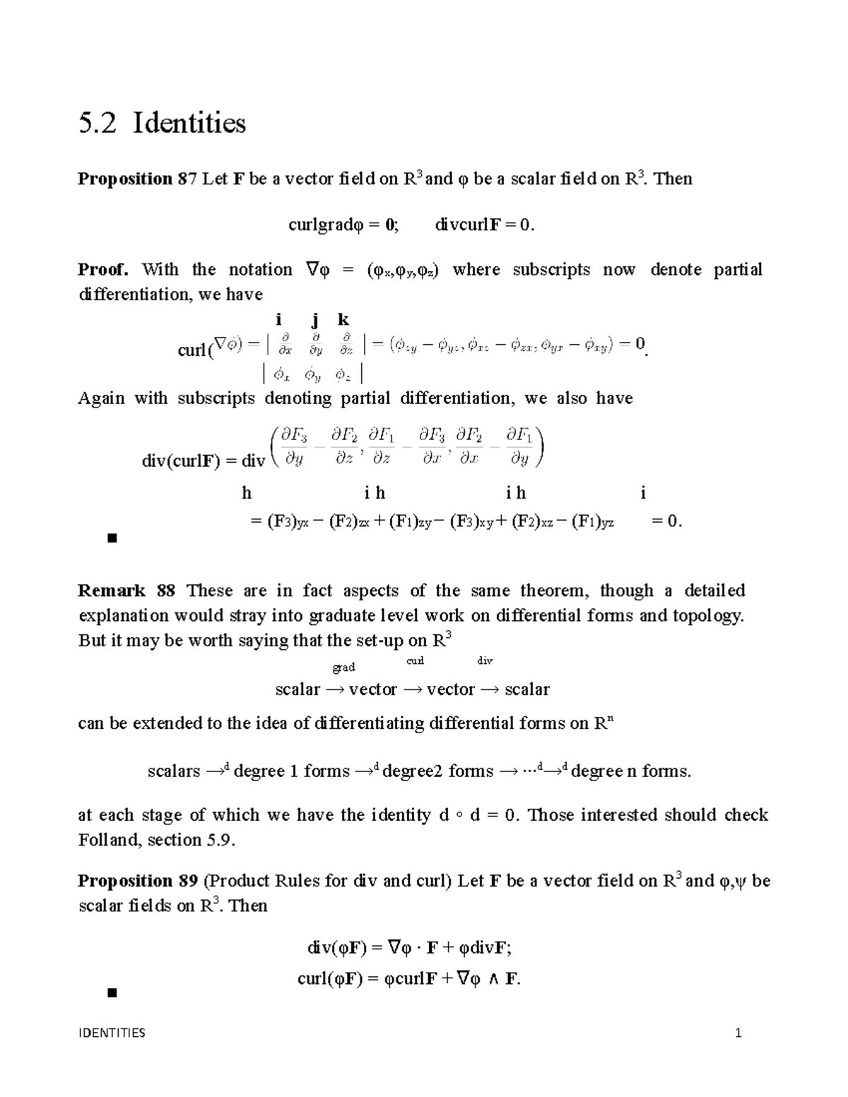 Multi Calc-11 - 5 Identities Proposition 87 Let F be a vector field on ...