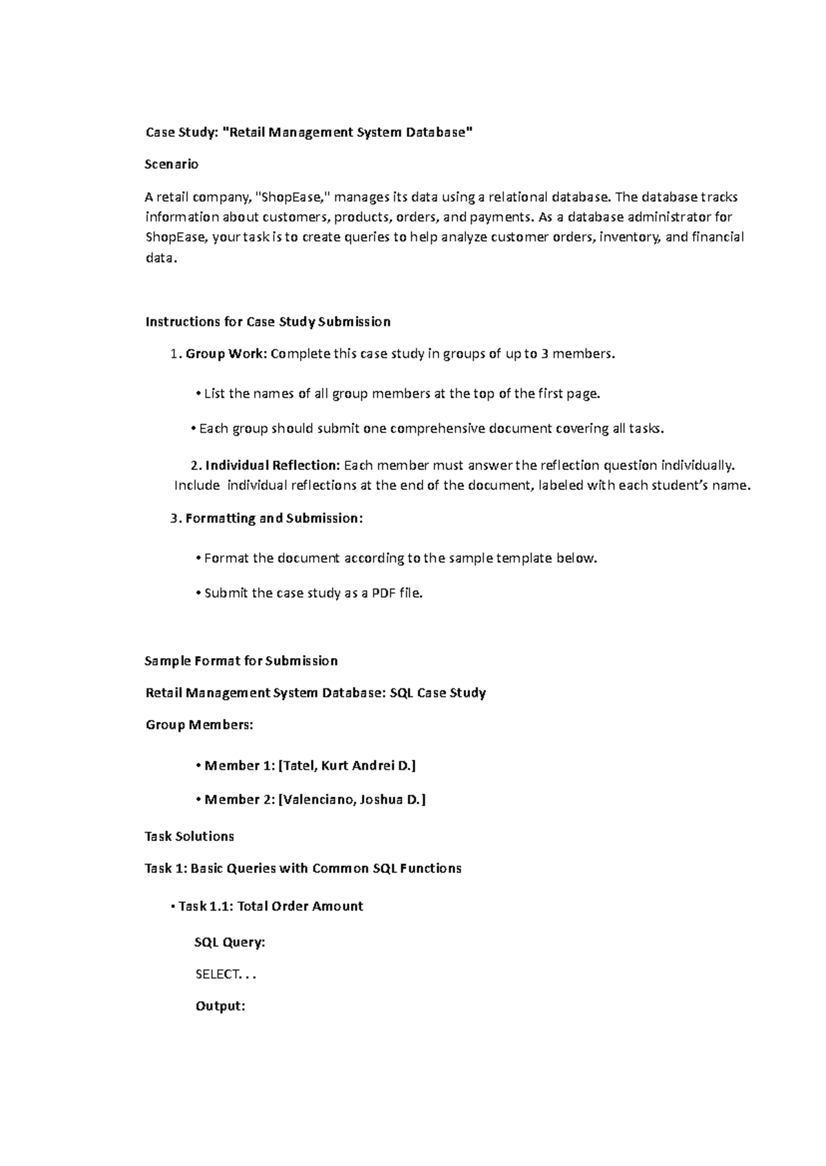 Case Study Retail Management System Database - Case Study: "Retail Management System - Studocu