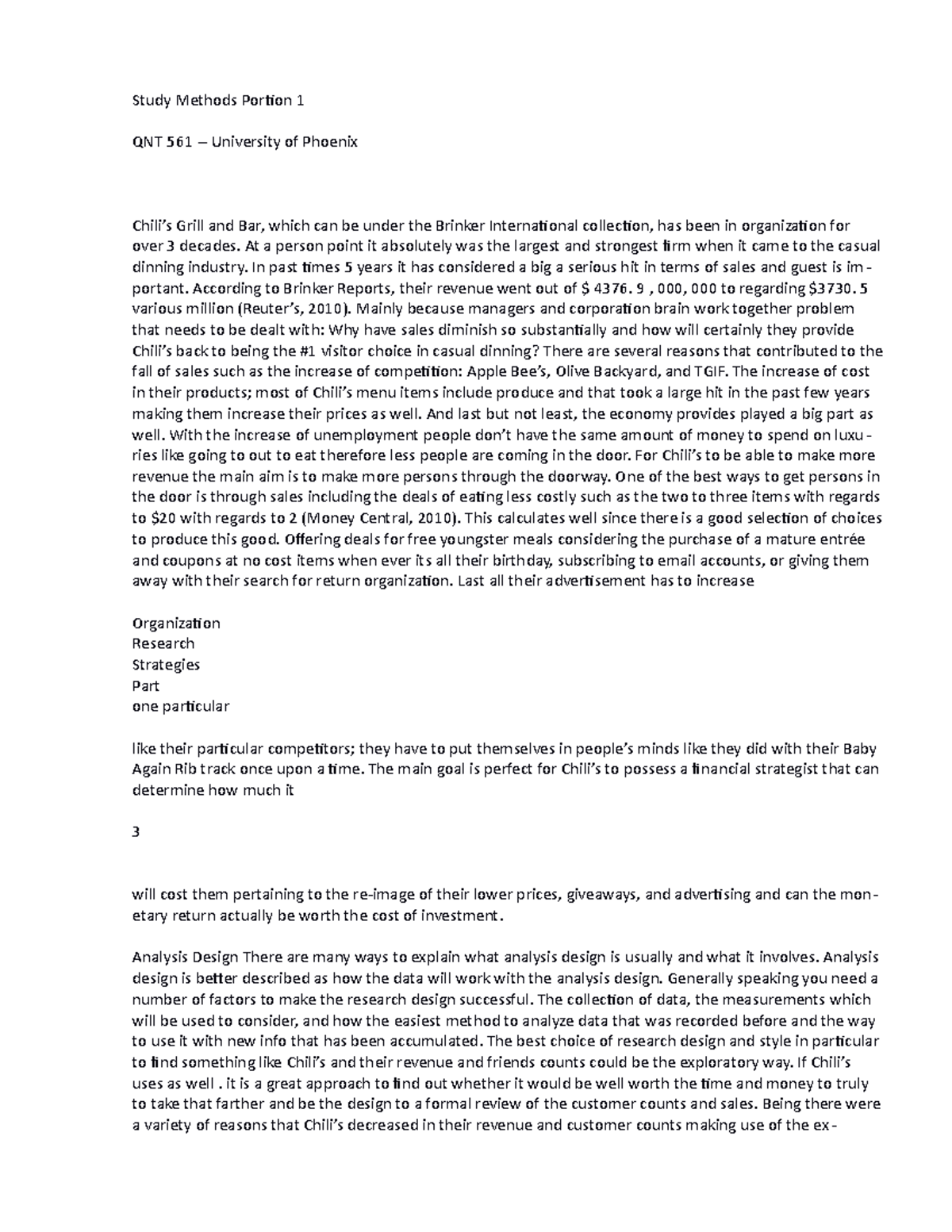 QNT 561 Research Methods Part 11 - Study Methods Portion 1 QNT 561 ...