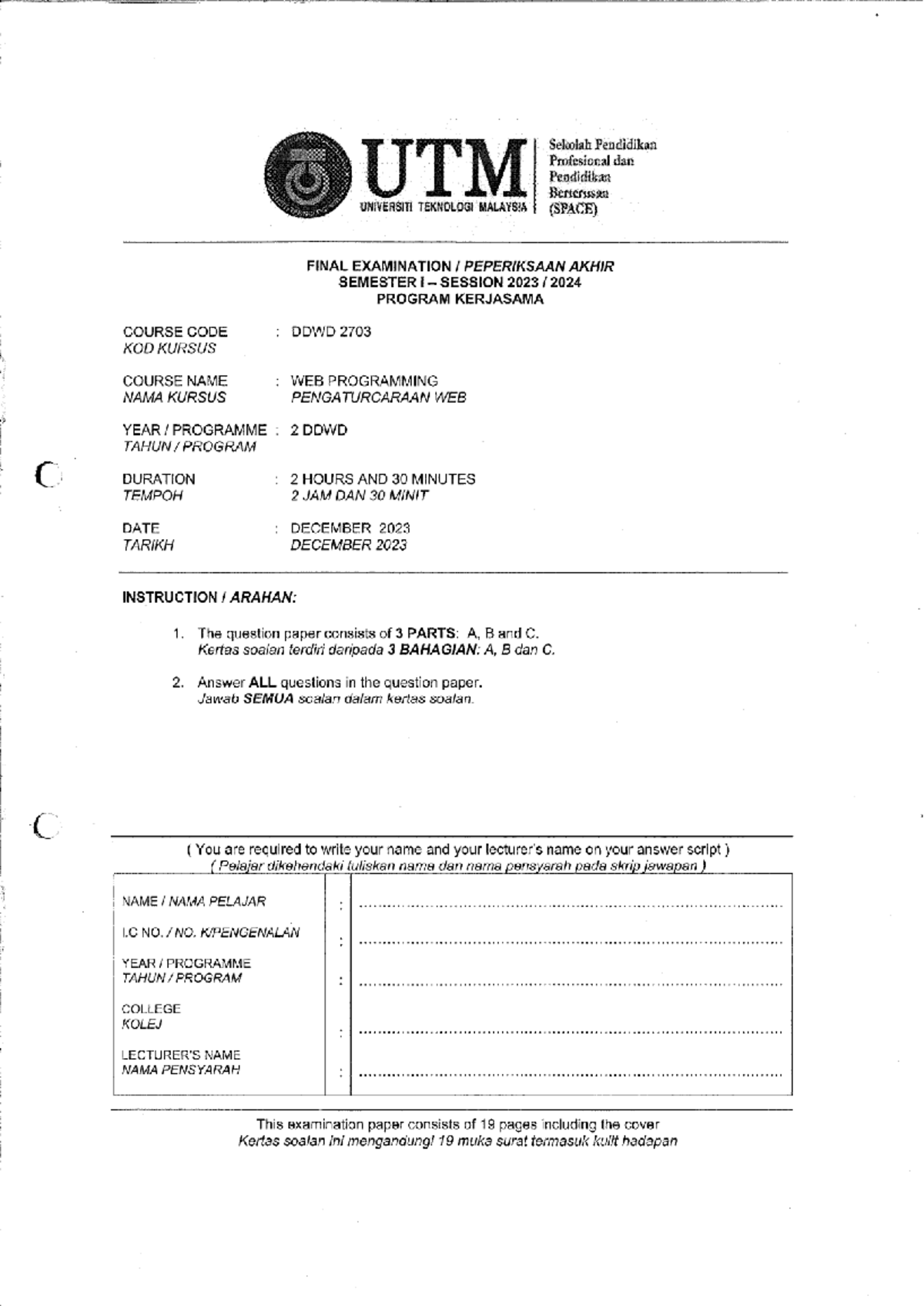 Web Programming Past Year - Sekolah Pendidikan Profesional dan ...