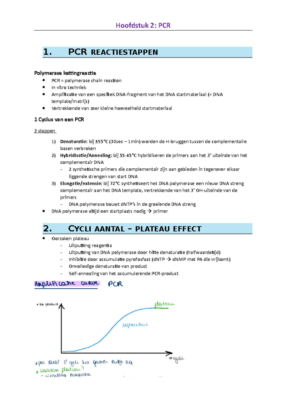 Hoofdstuk 2: werking en soorten PCR - Hoofdstuk 2: PCR 1. PCR ...