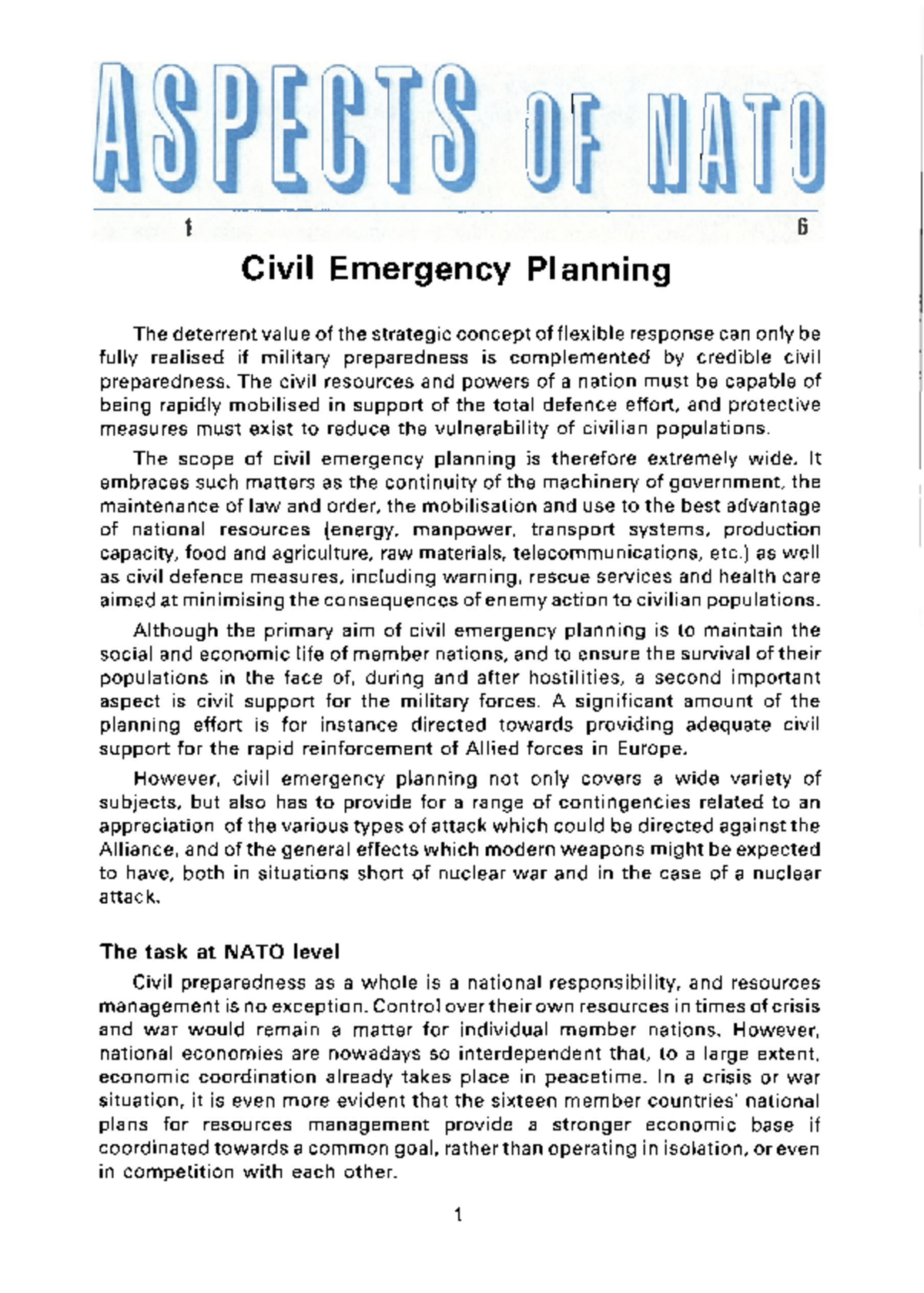0190 Aspects of NATO-Civil Emergency Planning ENG - 1 6 Civil Emergency ...