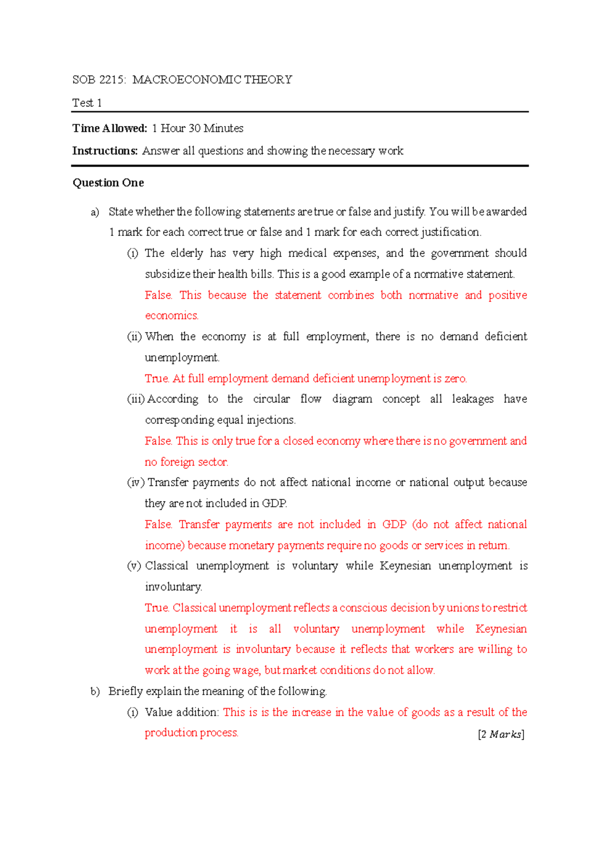 Test 1-SOB 2215 17042023 - SOB 2215: MACROECONOMIC THEORY Test 1 Time ...