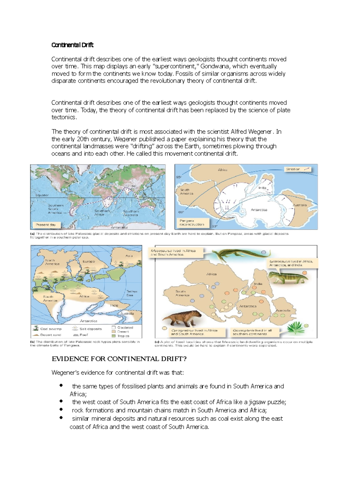 Week6 Plate Tectonics Mudanza - Continental Drift Continental drift ...