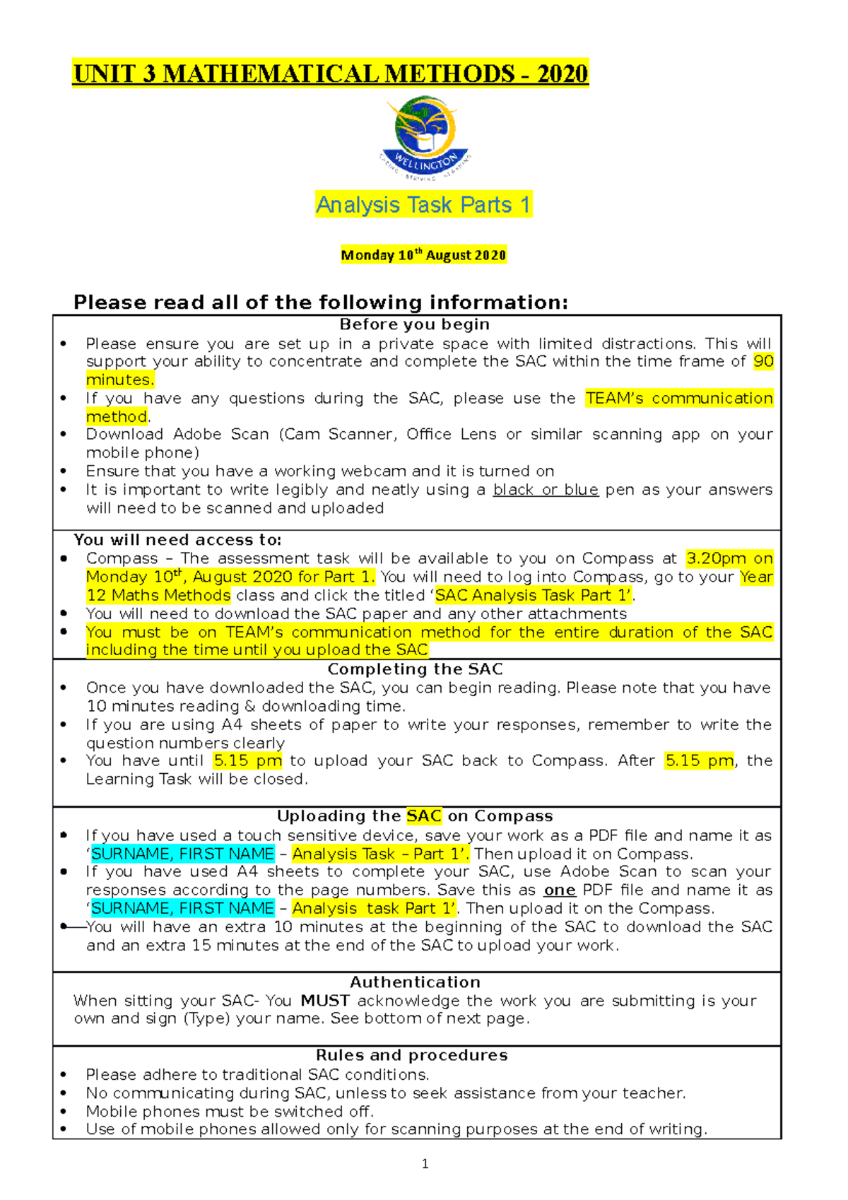 2020 methods analysis sac part 1 10aug2020 - UNIT 3 MATHEMATICAL ...