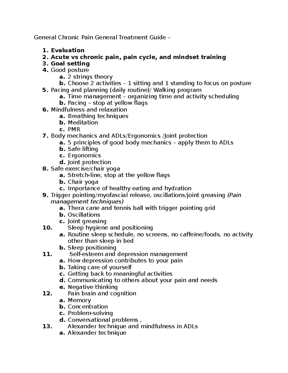 General Chronic Pain General Treatment Guide - 2 strings theory b ...