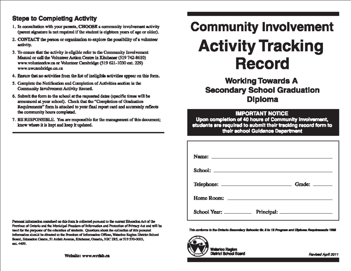 Community Involement Tracking Record - Studocu