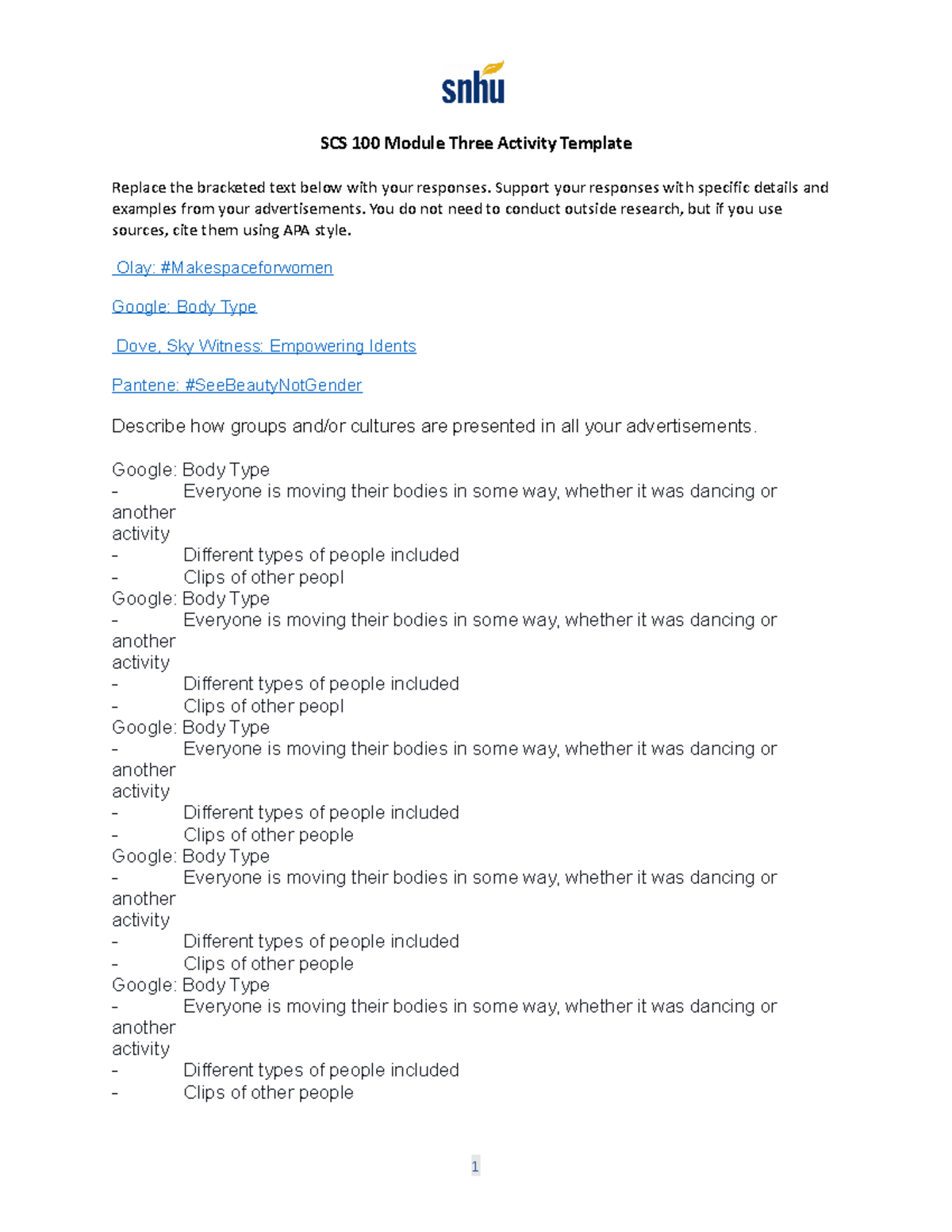 SCS 100 Module Three Activity Template - SCS 100 Module Three Activity ...