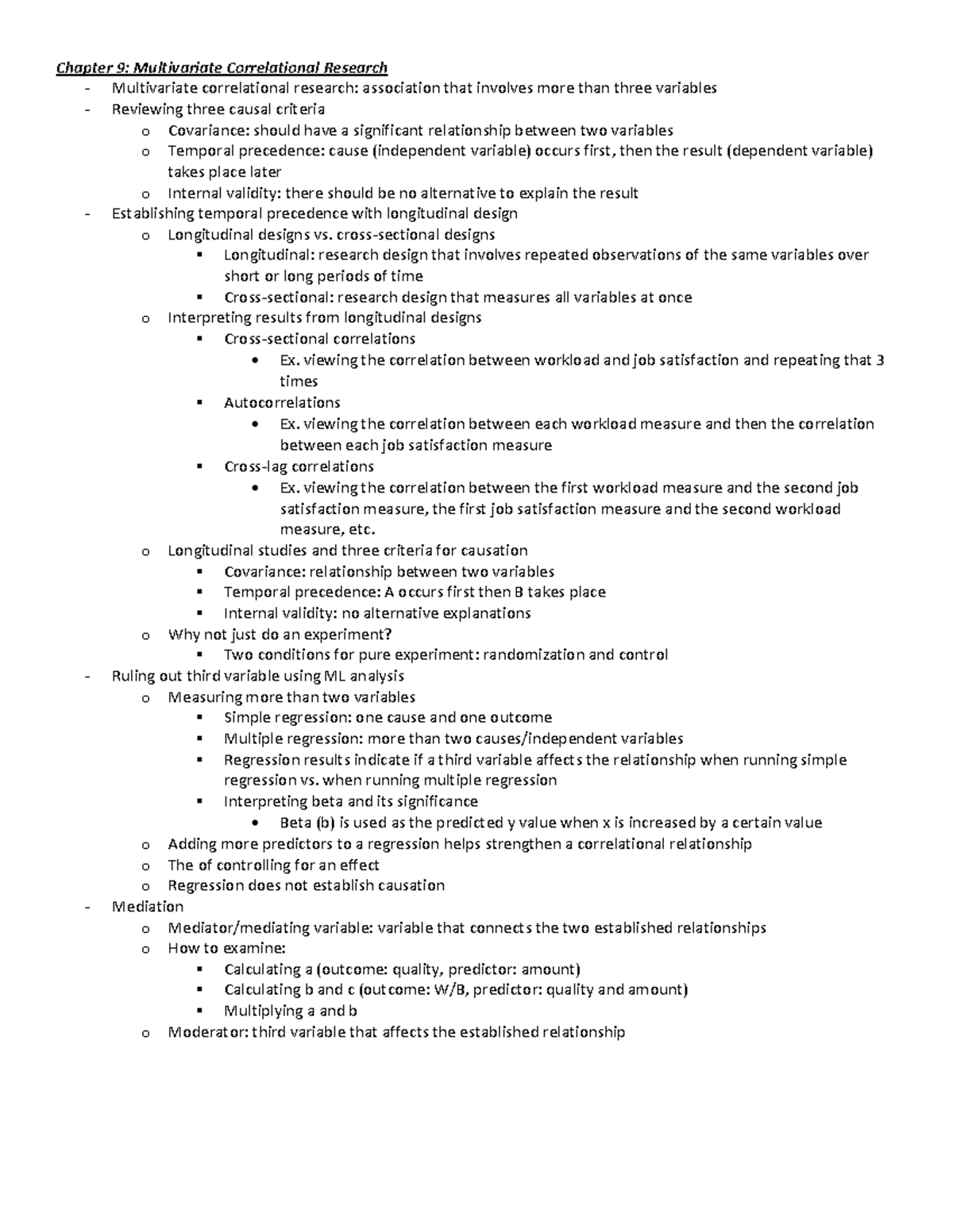Research Methods Ch 9 - Chapter 9: Multivariate Correlational Research - Multivariate ...