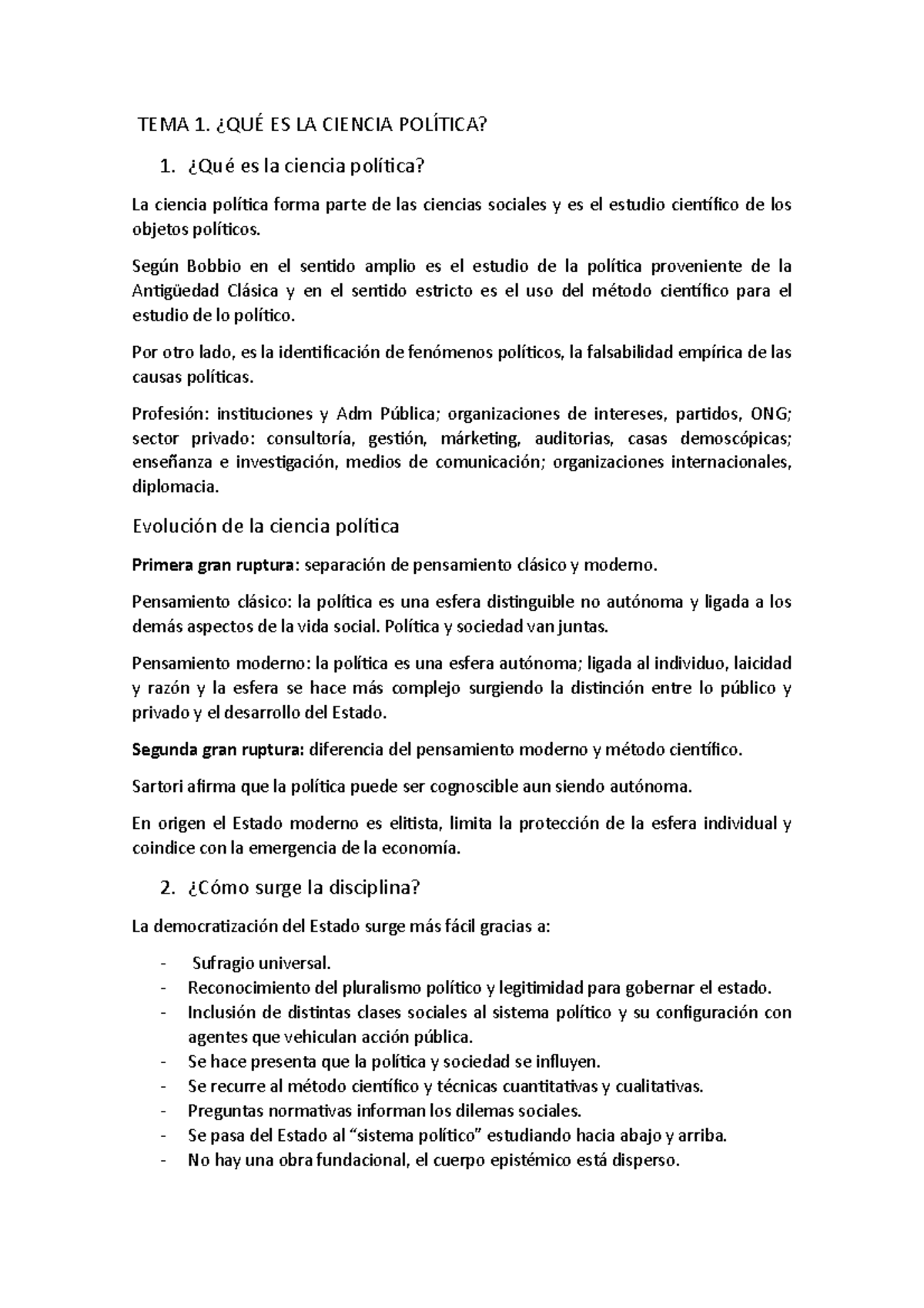 TEMA 1 - sdvsdvsd - TEMA 1. ¿QUÉ ES LA CIENCIA POLÍTICA? 1. ¿Qué es la ...