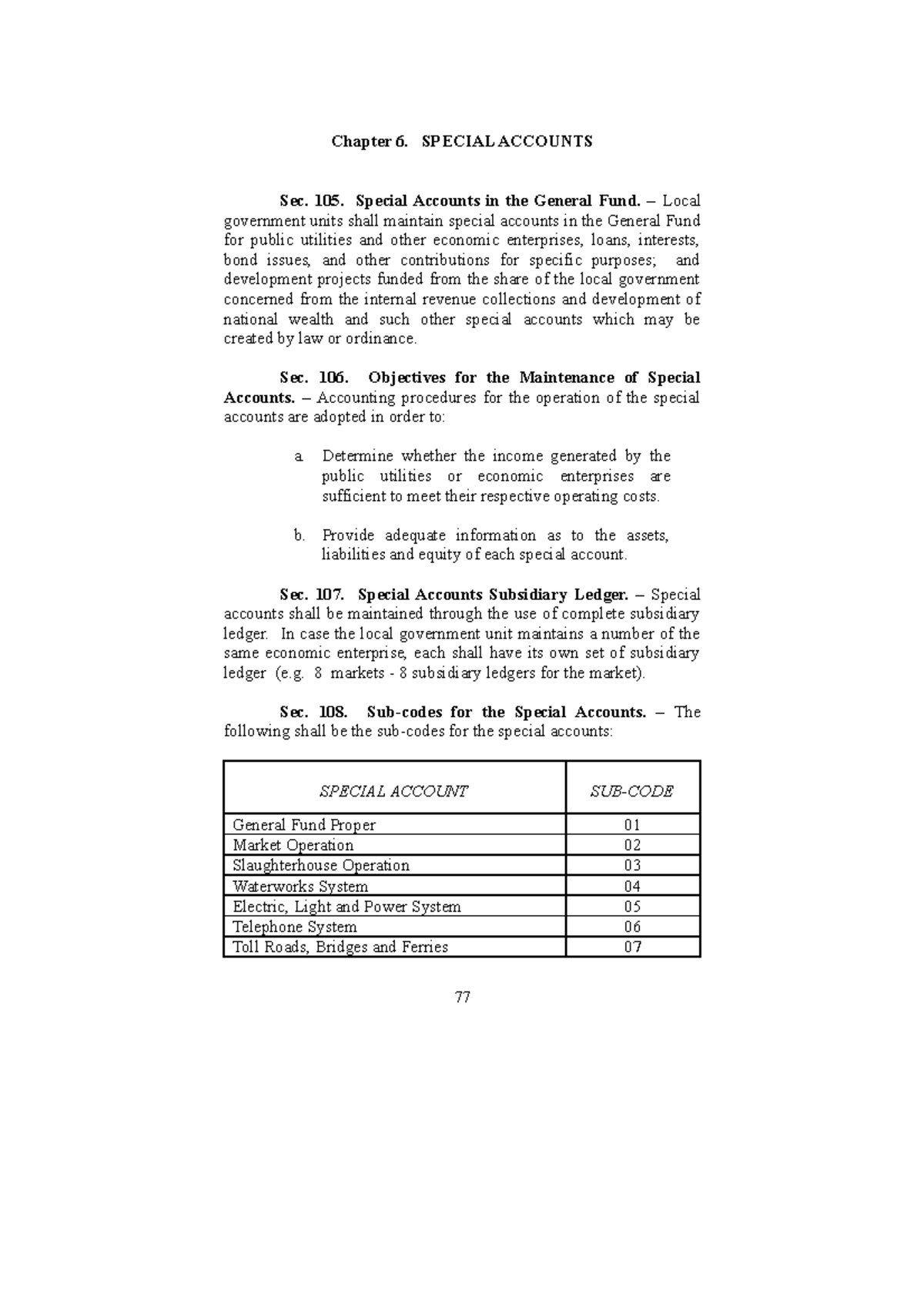 LGU-NGAS Ch6-Special Accts Vol 1 - Chapter 6. SPECIAL ACCOUNTS Sec. 105 ...