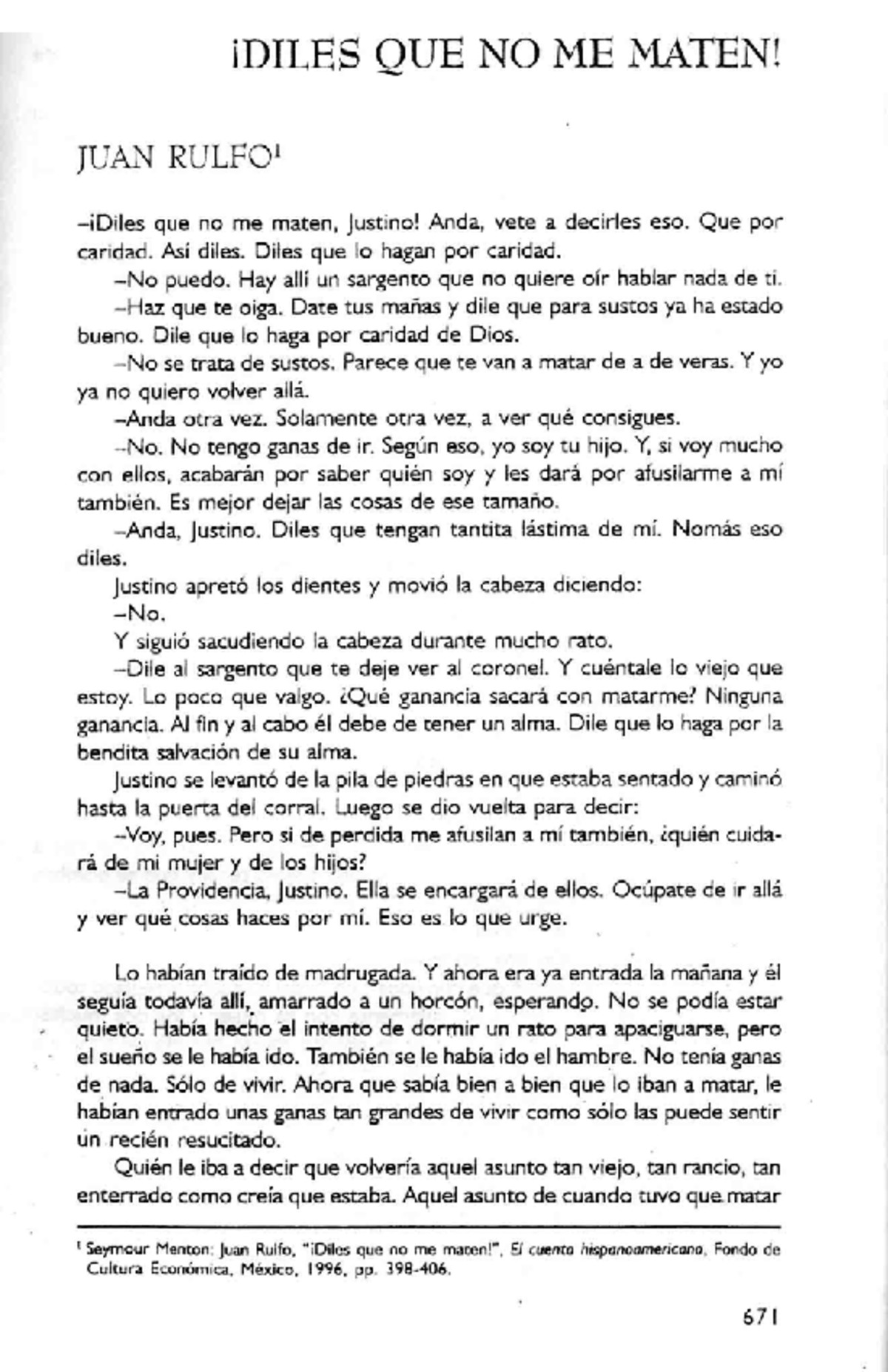 Diles que no me maten - tarea - iDILES QUE NO ME MATEN! JUAN RULFO1 que ...