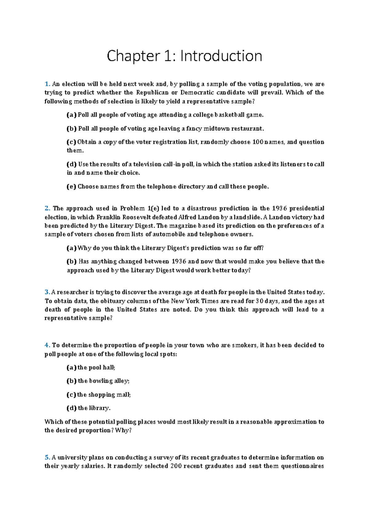 Prob NStat 1 - Homework - Chapter 1 : Introduction An election will be ...