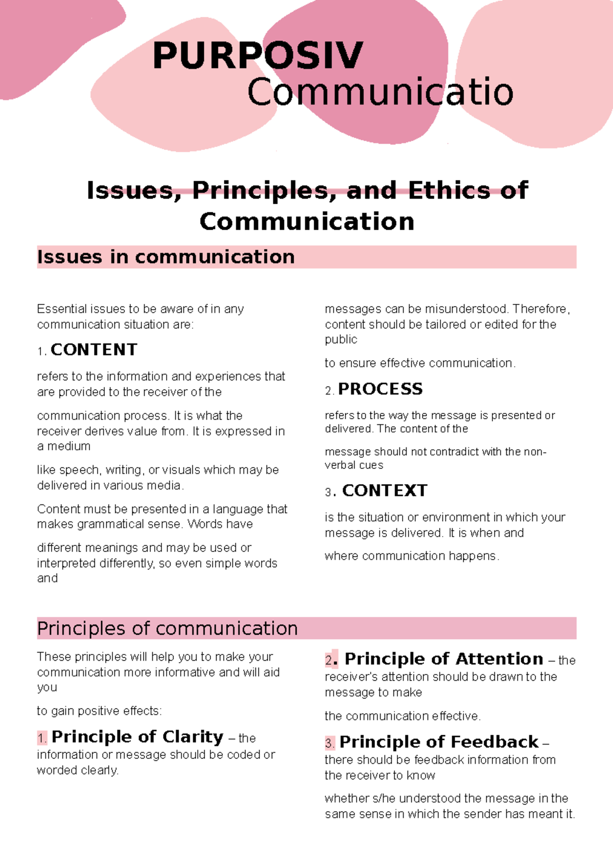 ENG 3A NOTE1 - note - Issues, Principles, and Ethics of Communication ...