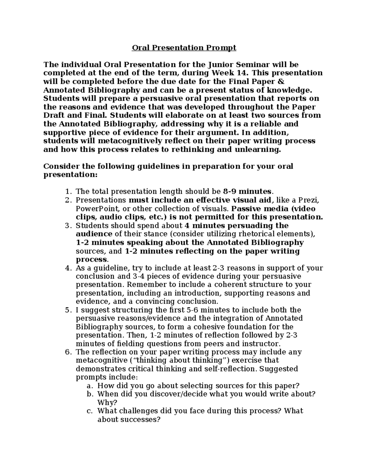 (JRSM 301 Async) Oral Presentation Prompt - Oral Presentation Prompt ...