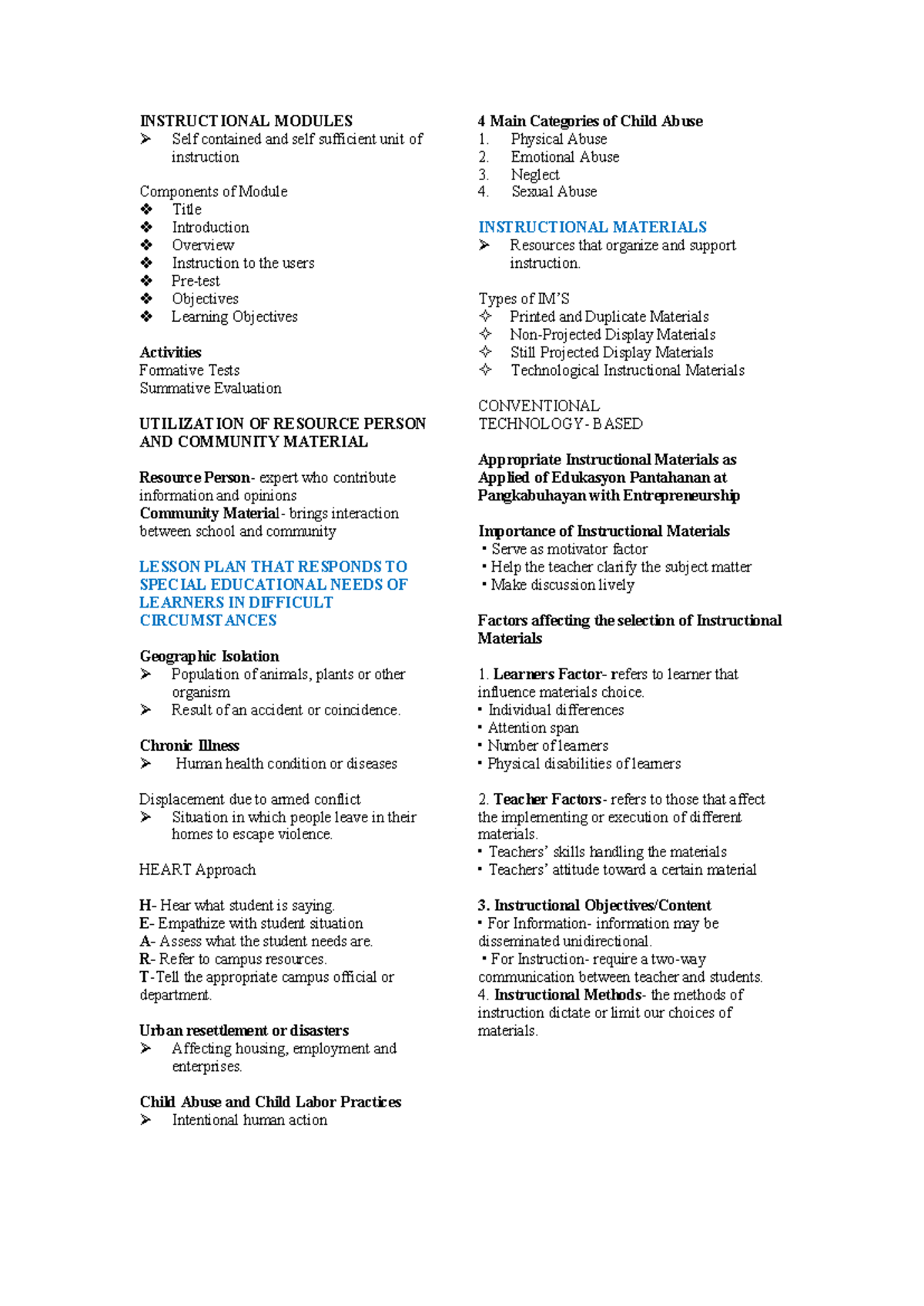 EPP22 - INSTRUCTIONAL MODULES Self contained and self sufficient unit ...
