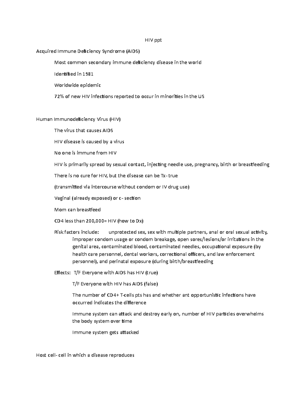 HIV ppt - Peds/OB- HIV notes - HIV ppt Acquired Immune Deficiency ...