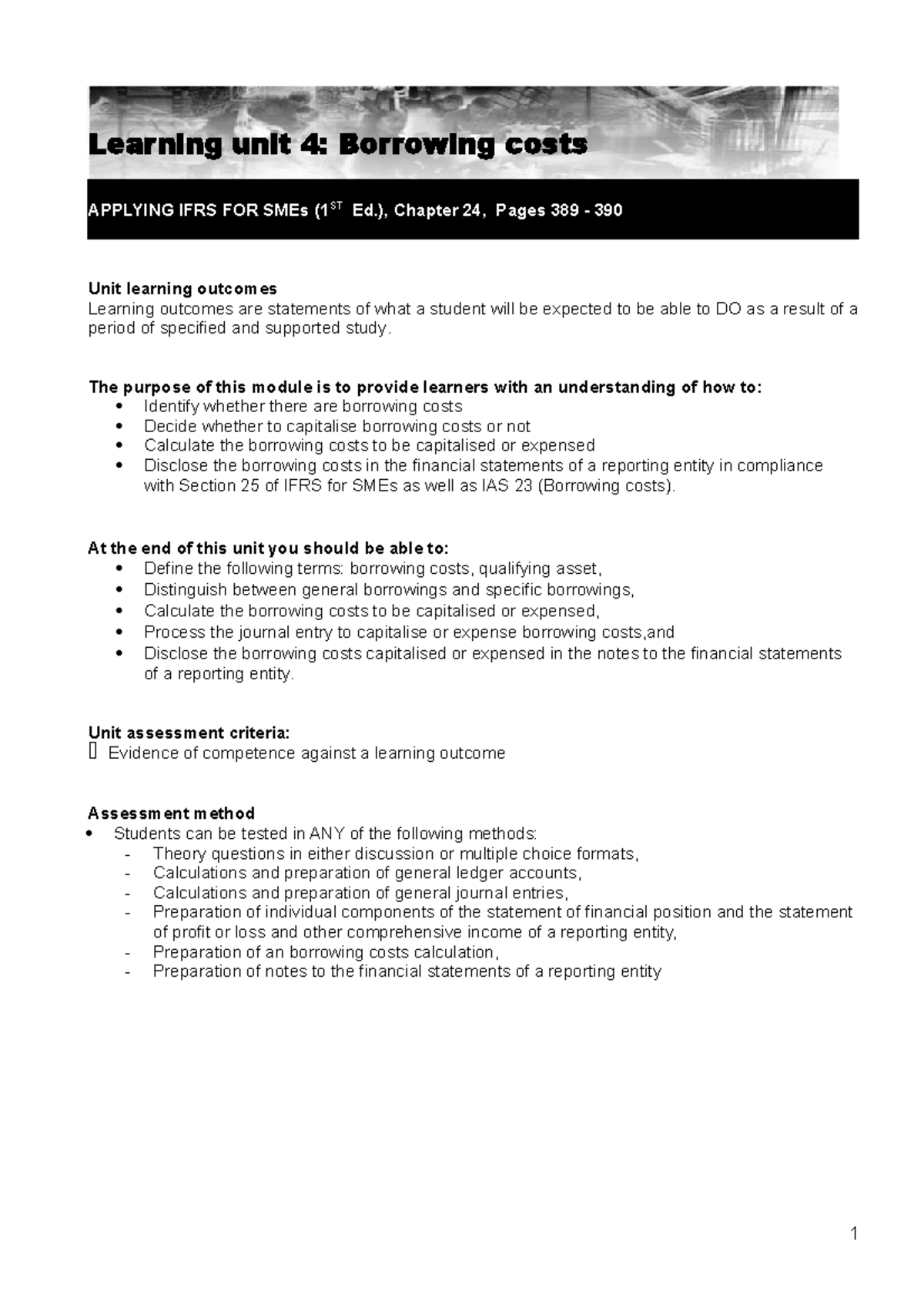 Borrowing costs learning guide 2018 - Learning unit 4: Borrowing costs ...