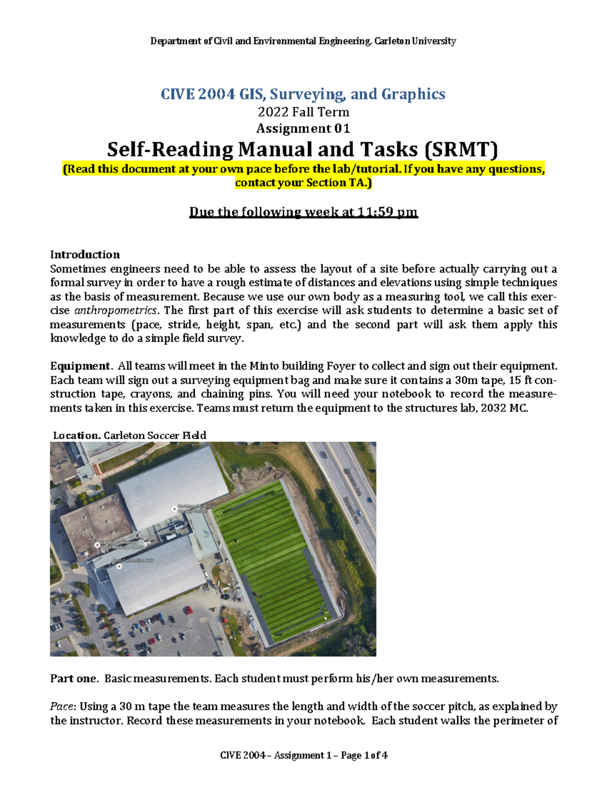 CIVE 2004 Assignment 1 SRMT F22 V1 - CIVE 2004 GIS, Surveying, and ...
