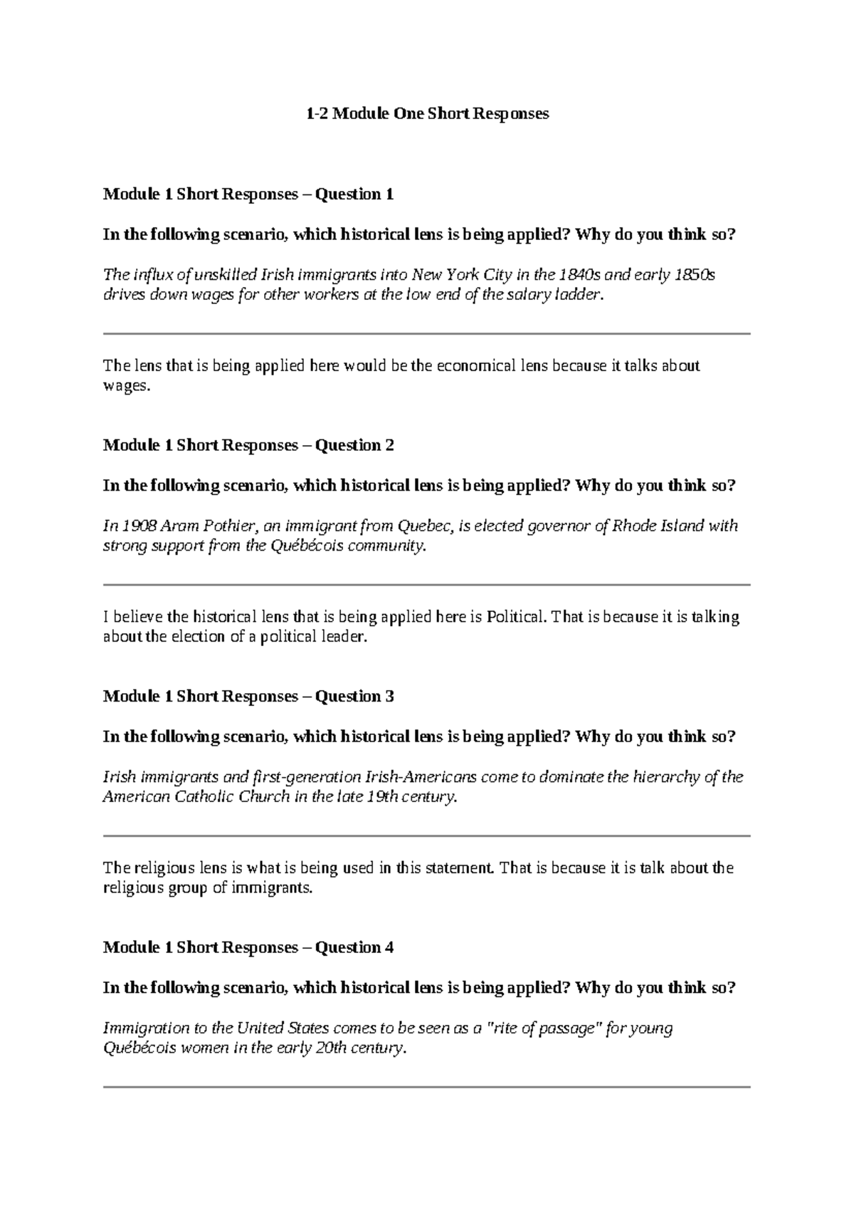 1-2 Module One Short Responses - 1-2 Module One Short Responses Module ...