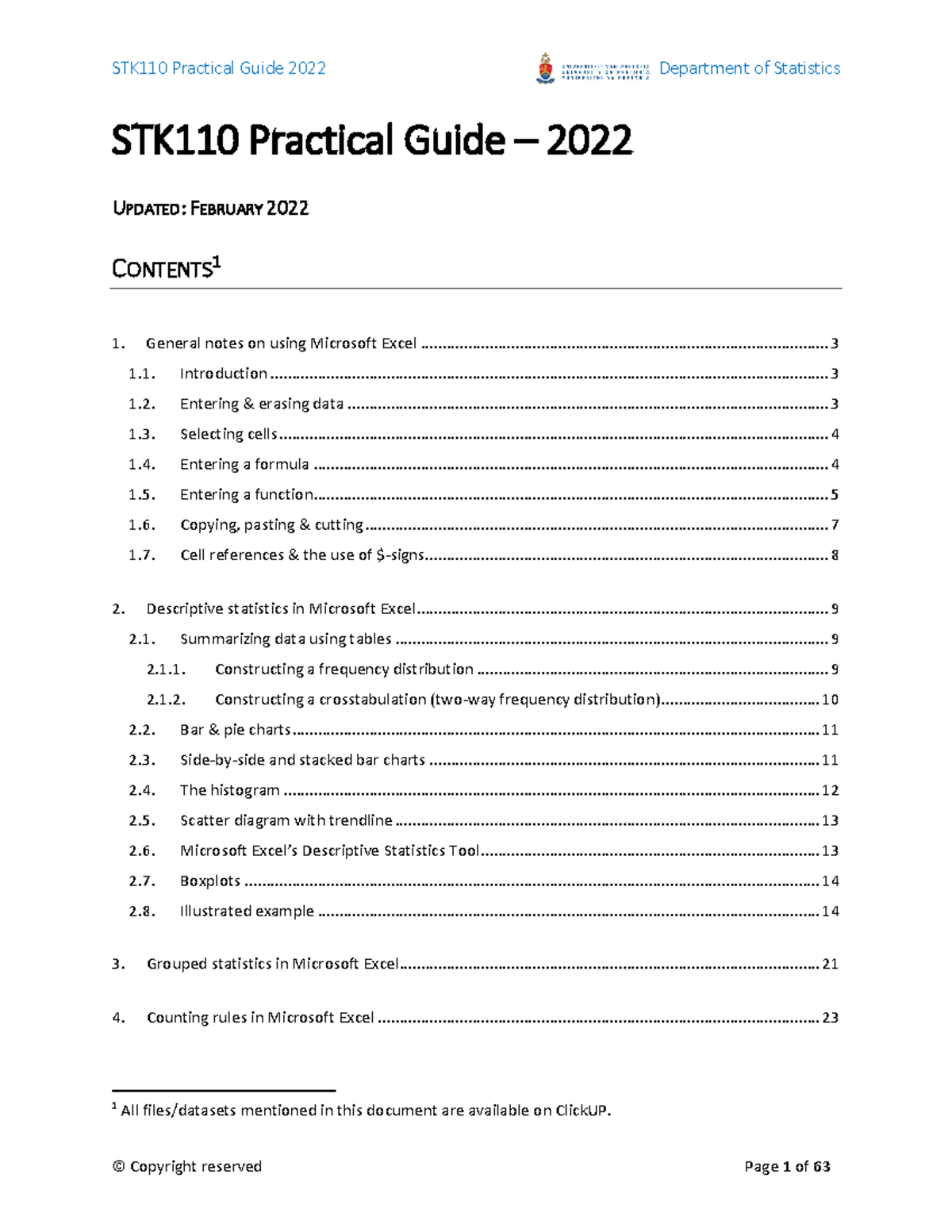 STK110 - Practical Guide - 2022 - 1 All files/datasets mentioned in ...