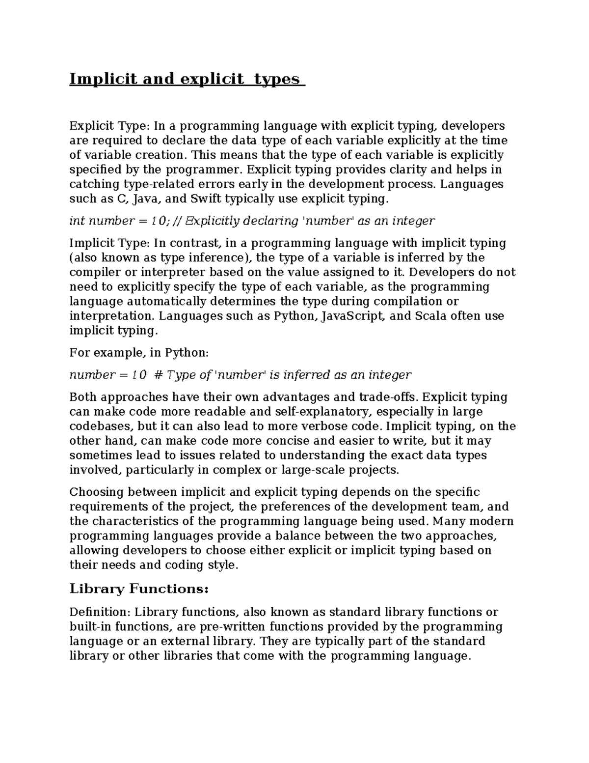 Lecture 8 10 Fweggv Implicit And Explicit Types Explicit Type In A Programming Language