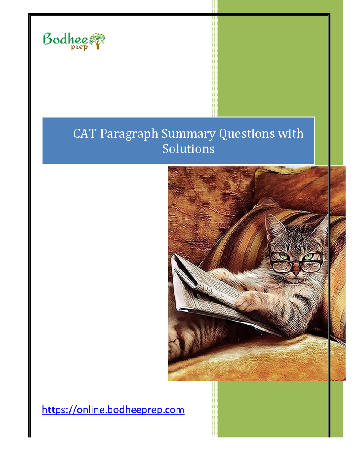 CAT paragraph summary questions solutions Bodheeprep - CAT Paragraph ...